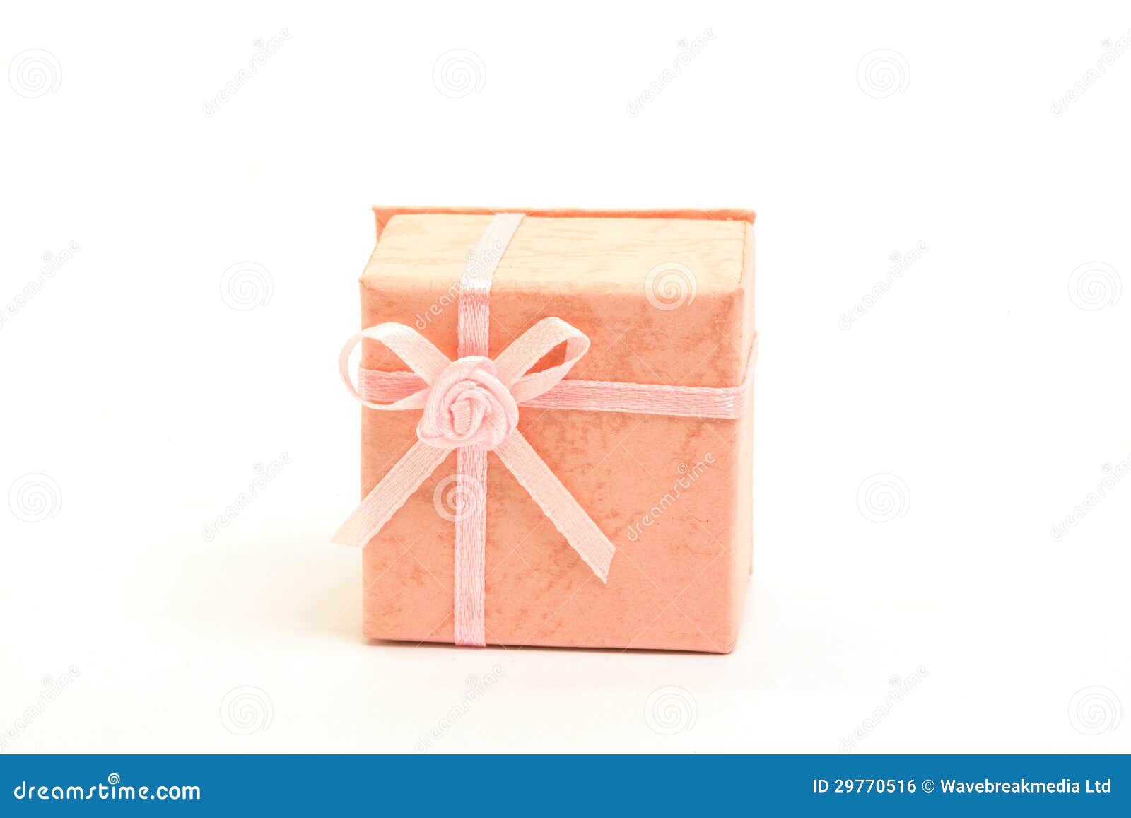 Orange Gift Box with Pink Ribbon Stock Photo - Image of orange, wrapped ...
