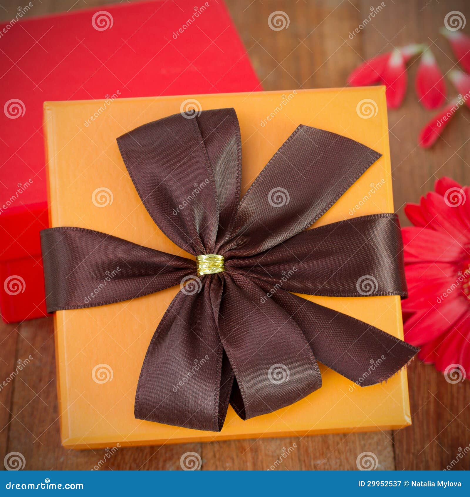 Orange Gift Box with Flower Stock Image - Image of celebration, botanic ...