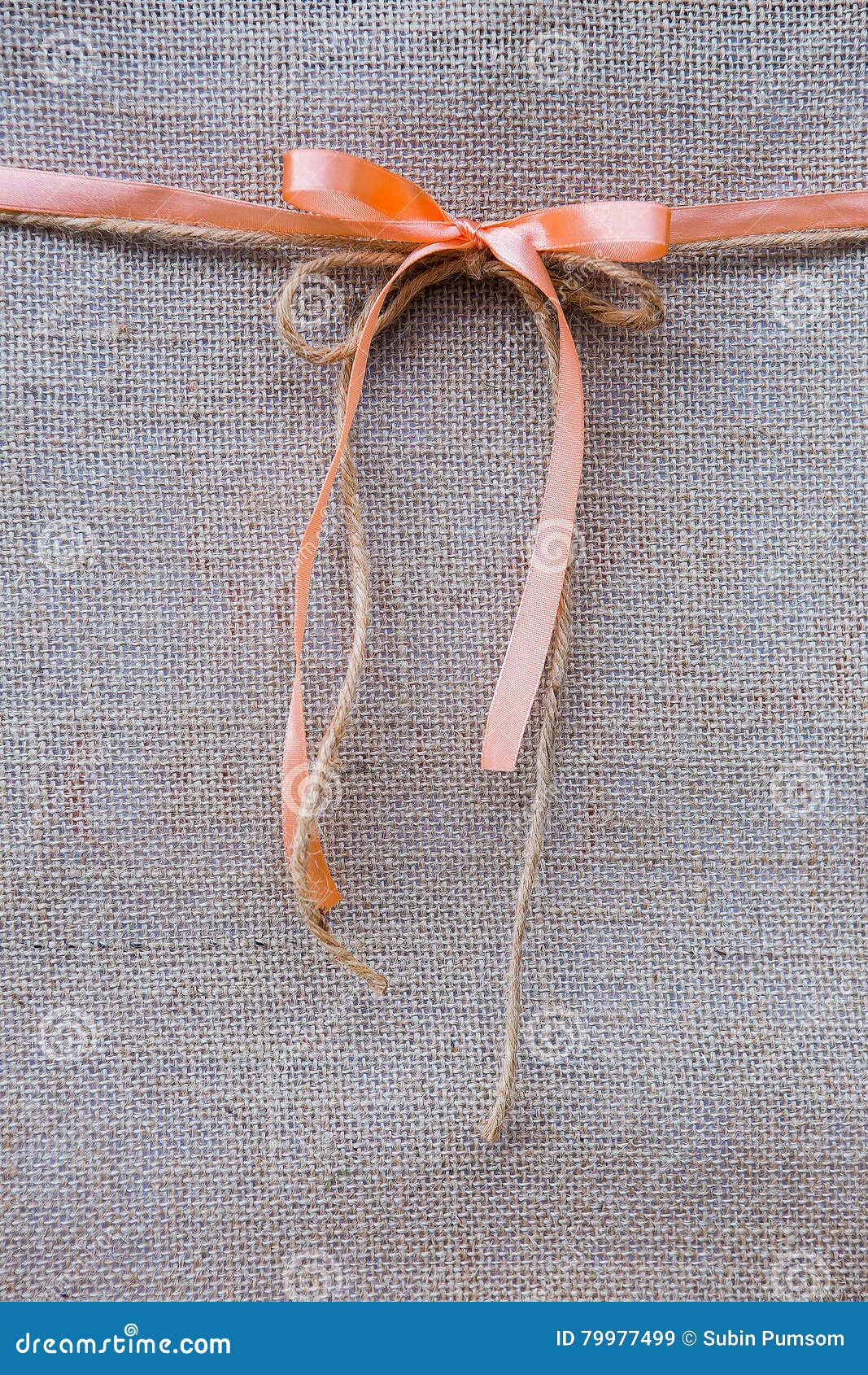 Orange Gift Ribbon Isolated on Sackcloth Stock Image - Image of design ...