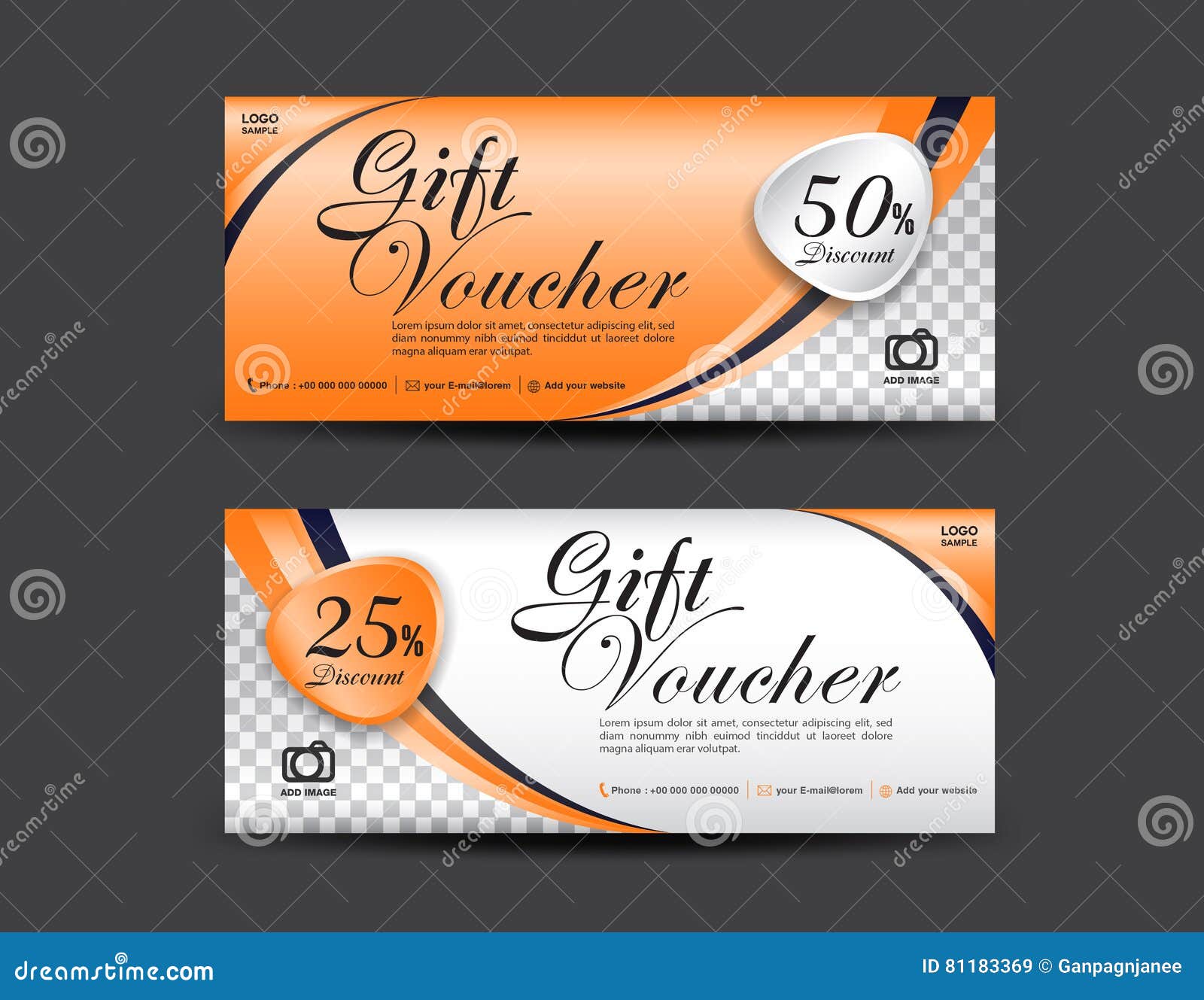 Orange Gift Voucher Template, Coupon Design, Gift Certificate Stock ...