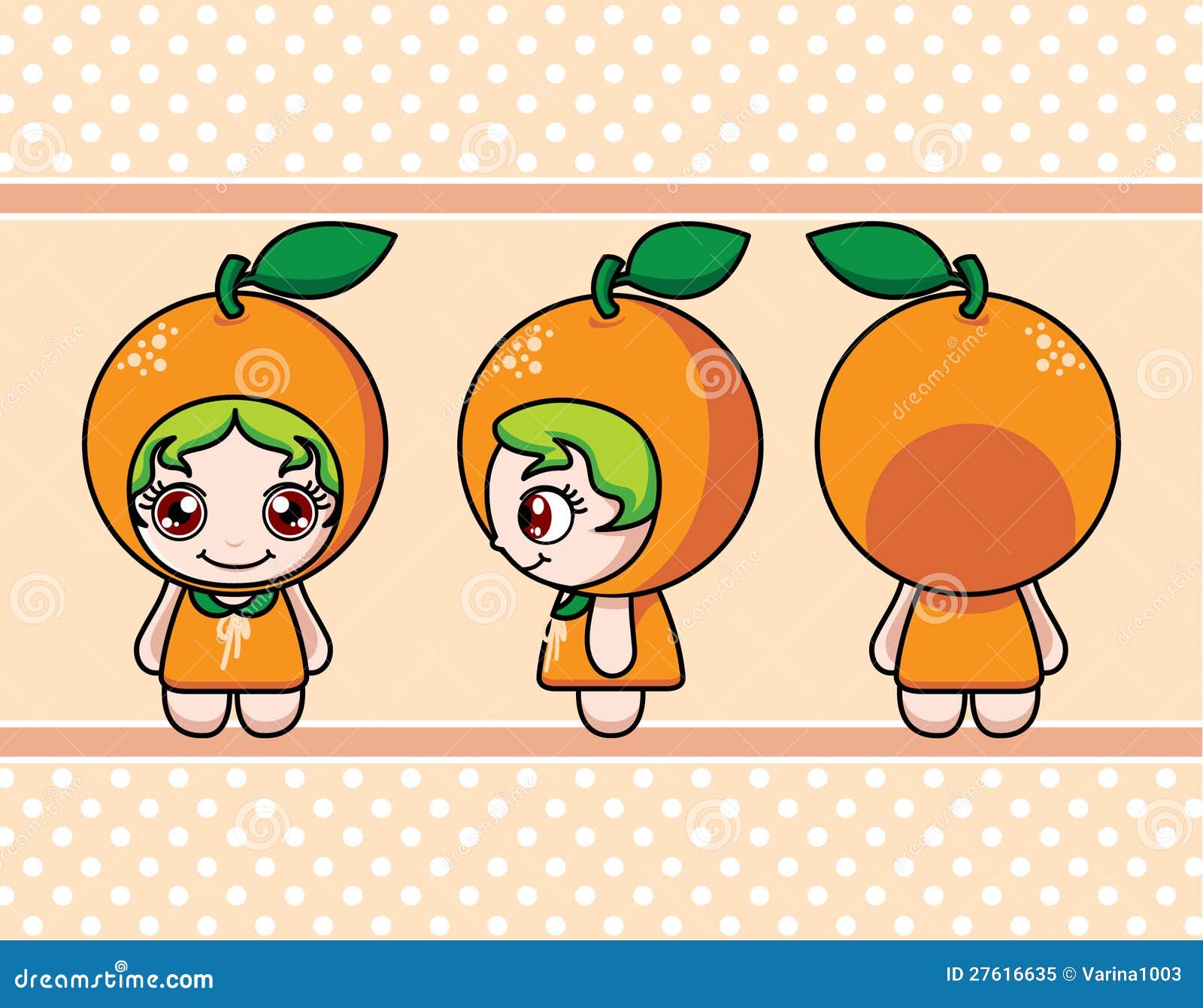 Orange girl stock vector. Illustration of doll, background - 27616635