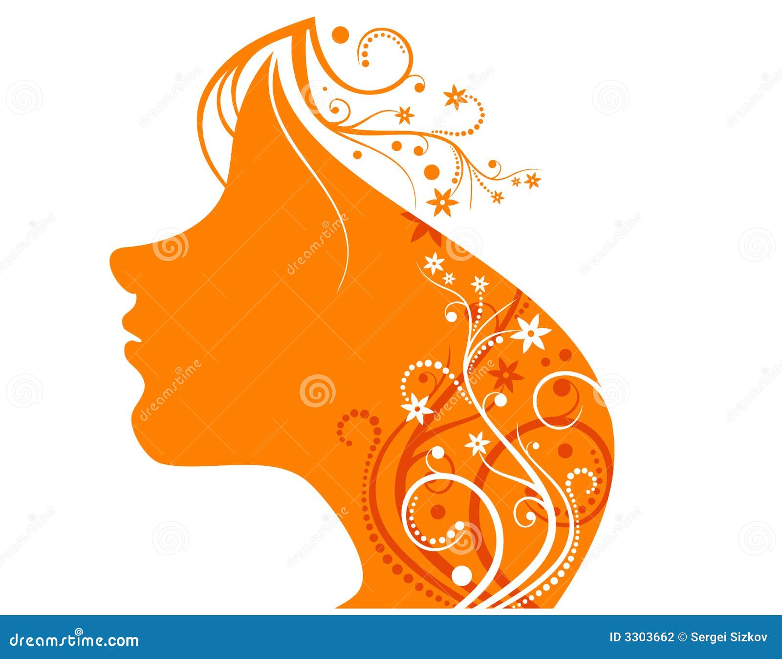 Orange girl stock vector. Illustration of face, lady, floral - 3303662