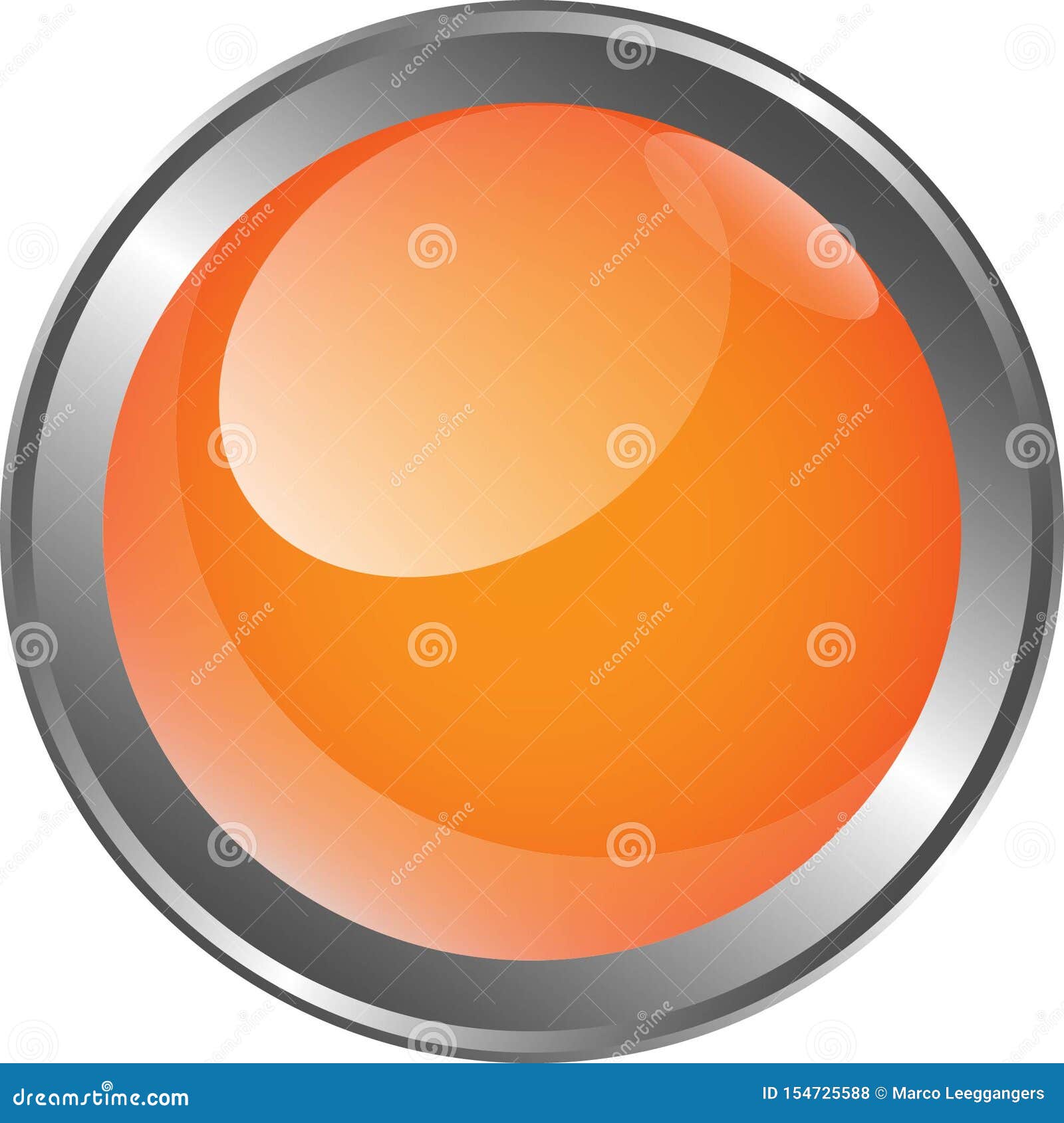 Orange Glass Button with a Led and Silver Ring Stock Vector ...