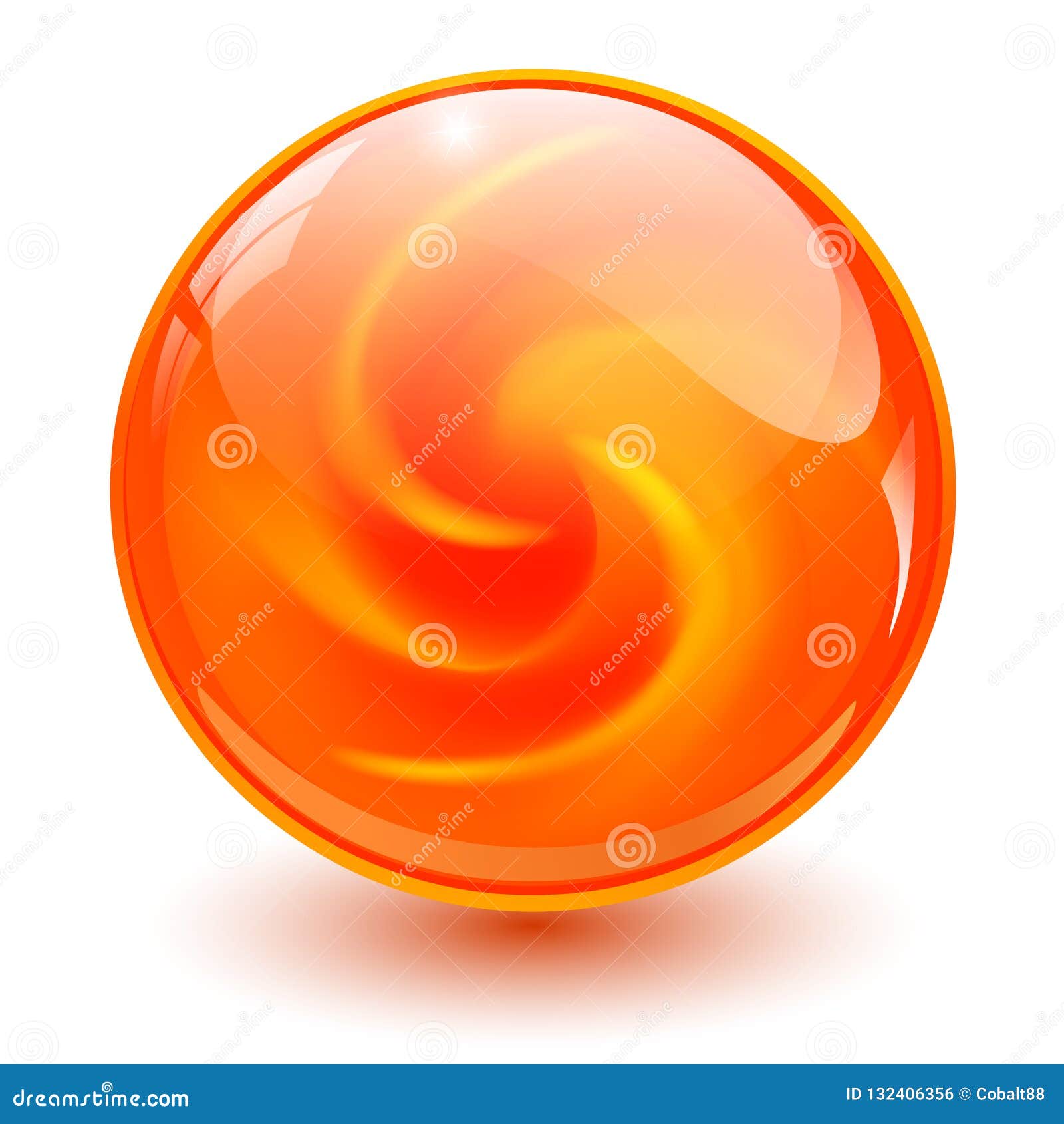 Orange glass sphere stock vector. Illustration of dimensional - 132406356
