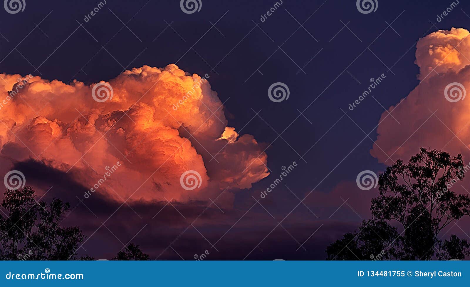 Massive Thunder Storm Clouds at Sunset Landscape Stock Image - Image of ...