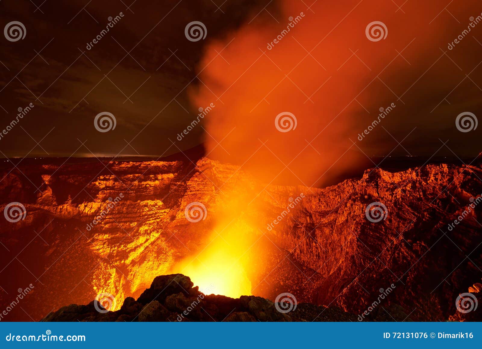 Orange glow from volcano stock photo. Image of crater - 72131076