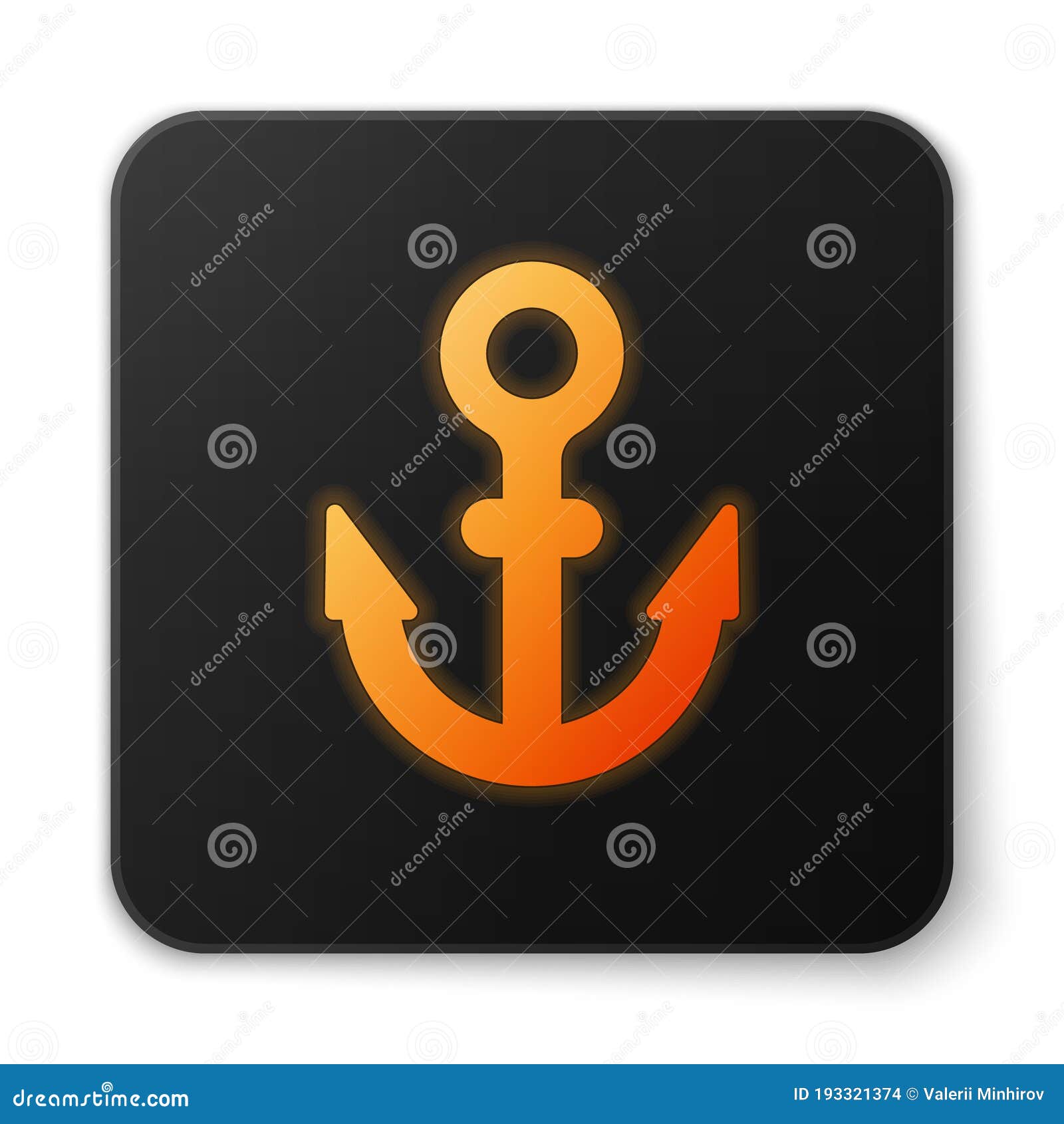 Orange Glowing Neon Anchor Icon Isolated on White Background. Black ... Orange Glowing Neon Anchor Icon Isolated on White Background. Black ...
