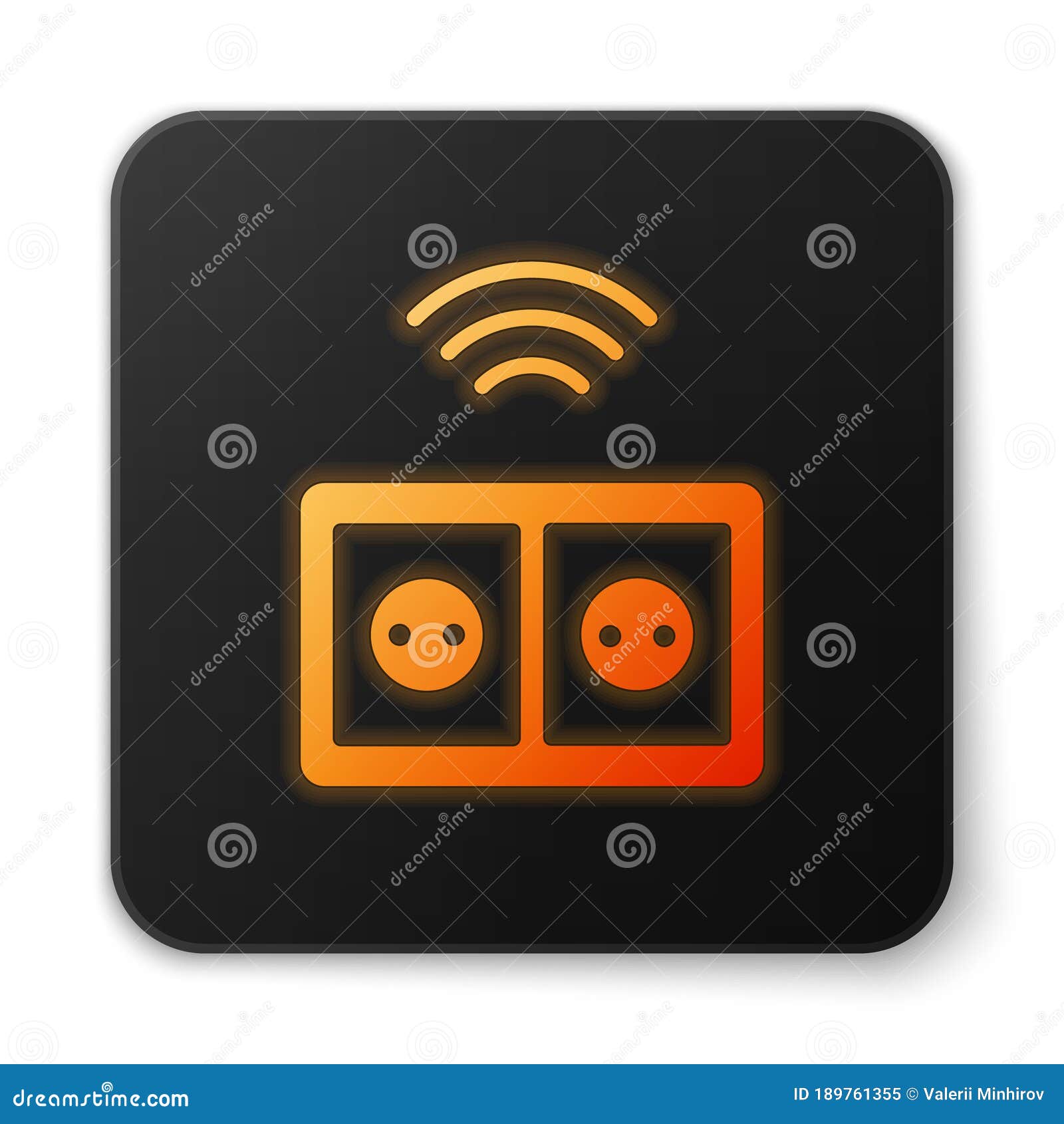 Orange Glowing Neon Smart Electrical Outlet System Icon Isolated on ...