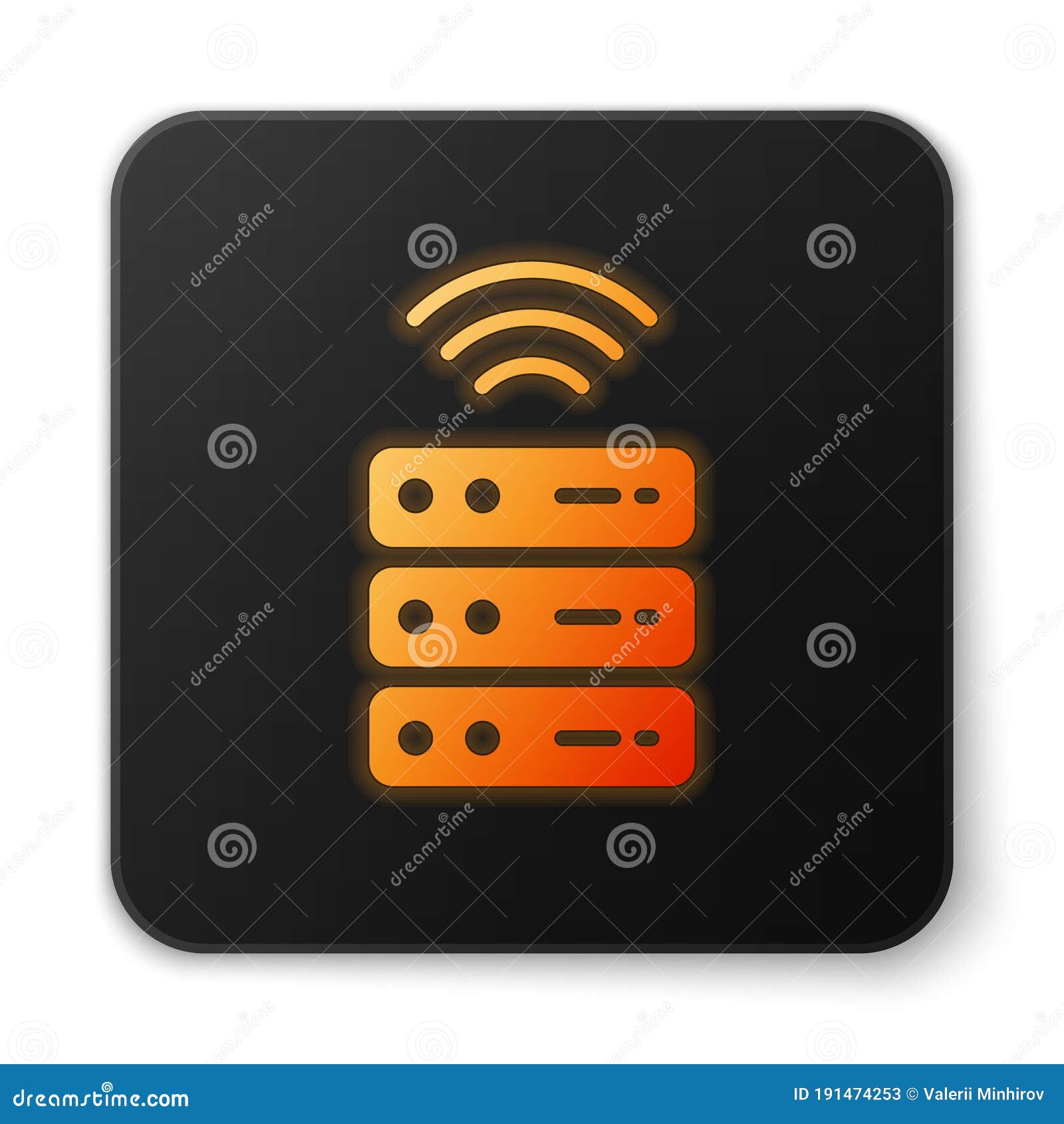 Orange Glowing Neon Smart Server, Data, Web Hosting Icon Isolated on ...