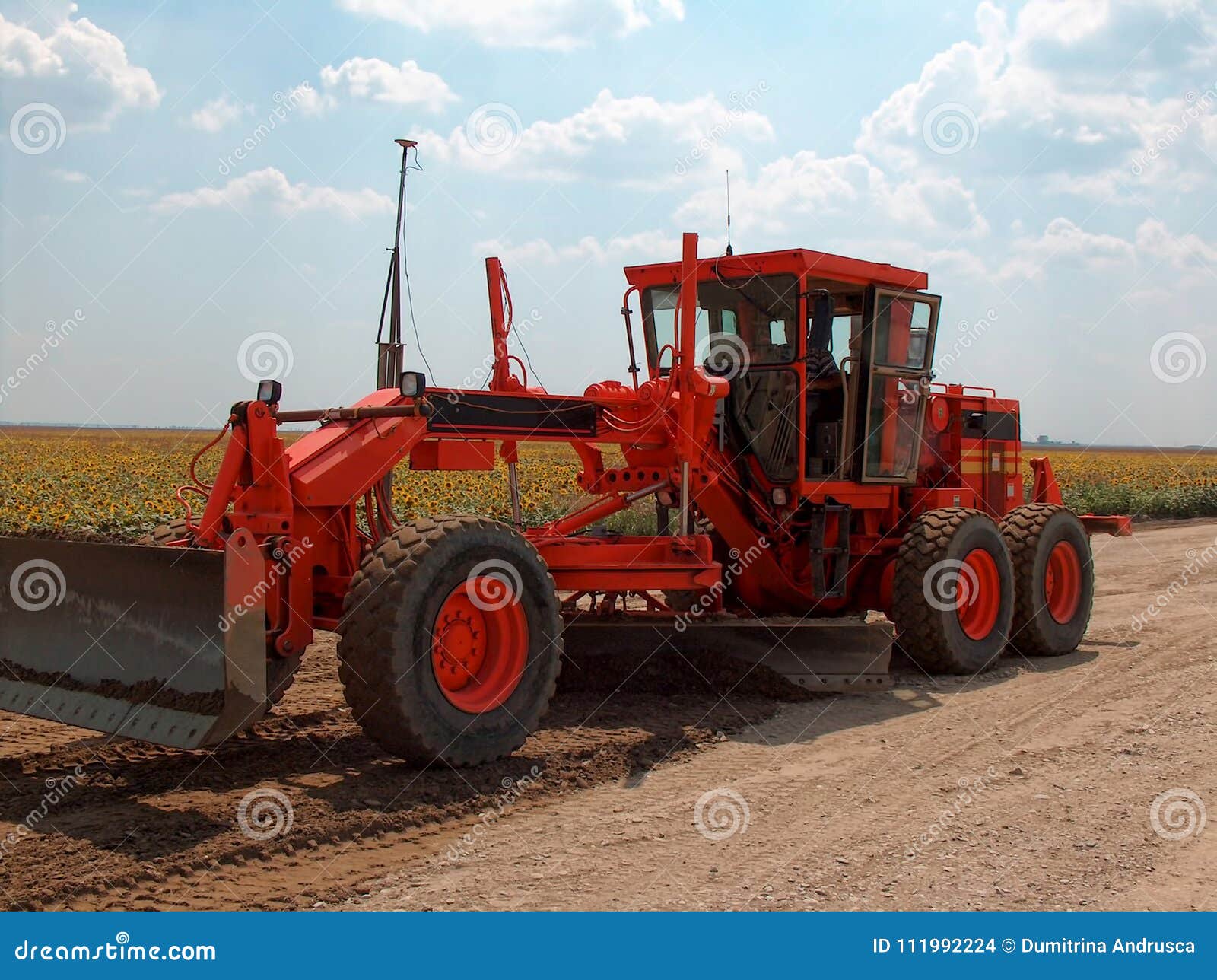 Orange grader machinery stock photo. Image of municipal - 111992224