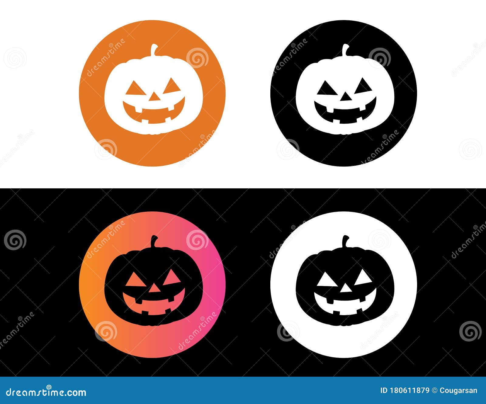 Orange Gradient Halloween Holiday Witch Flat Circle Icon Set Stock Vector - Illustration of ...