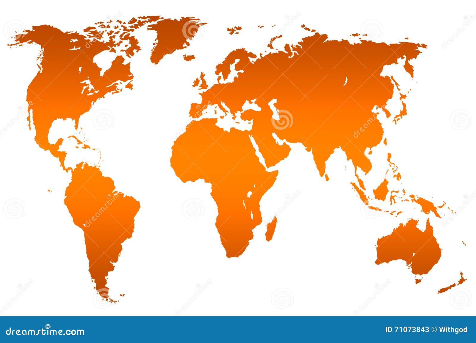 Orange Gradient World Map, Isolated Stock Illustration - Illustration ...