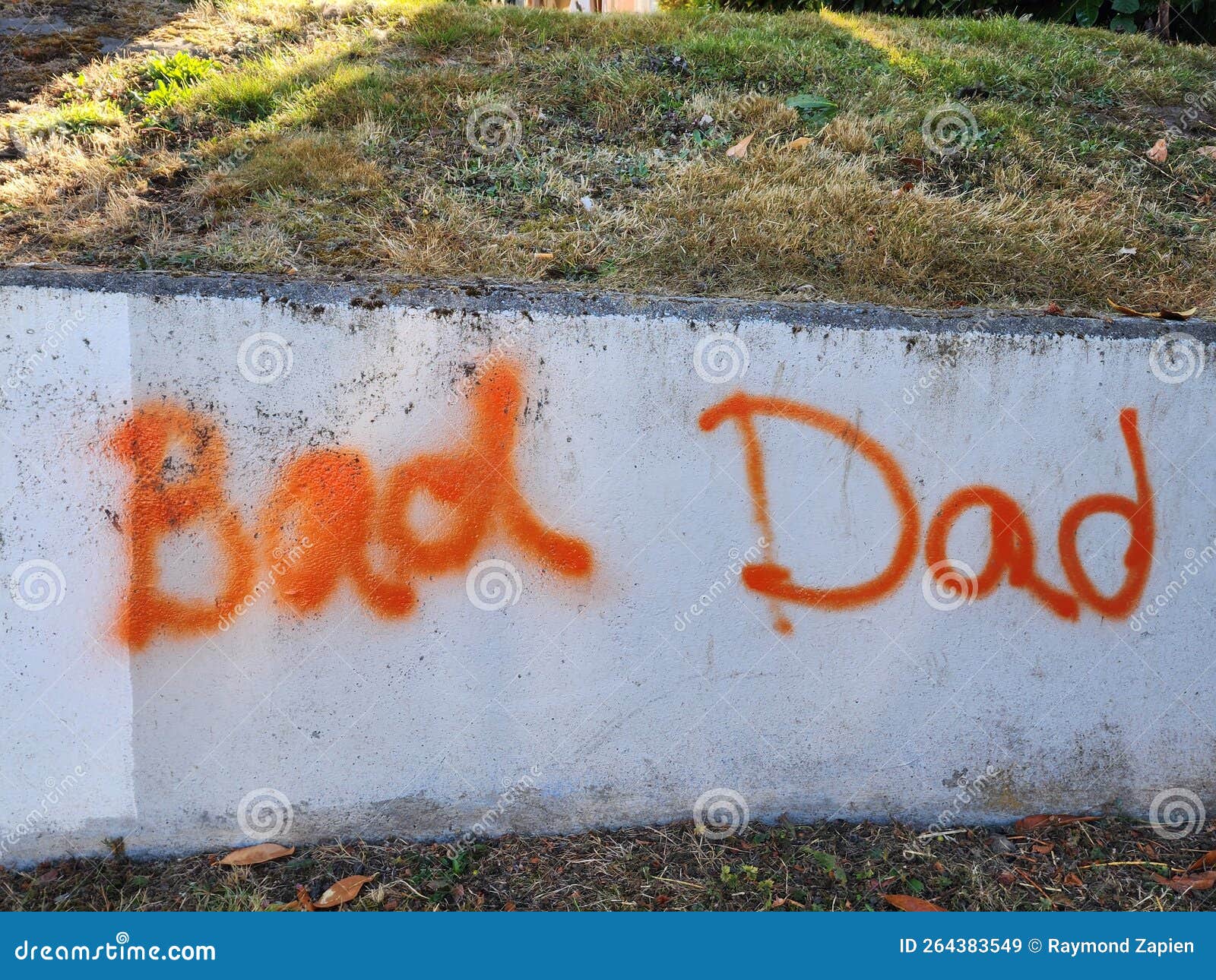 Orange Graffiti on a Cement Wall that Says Bad Dad Stock Image - Image ...