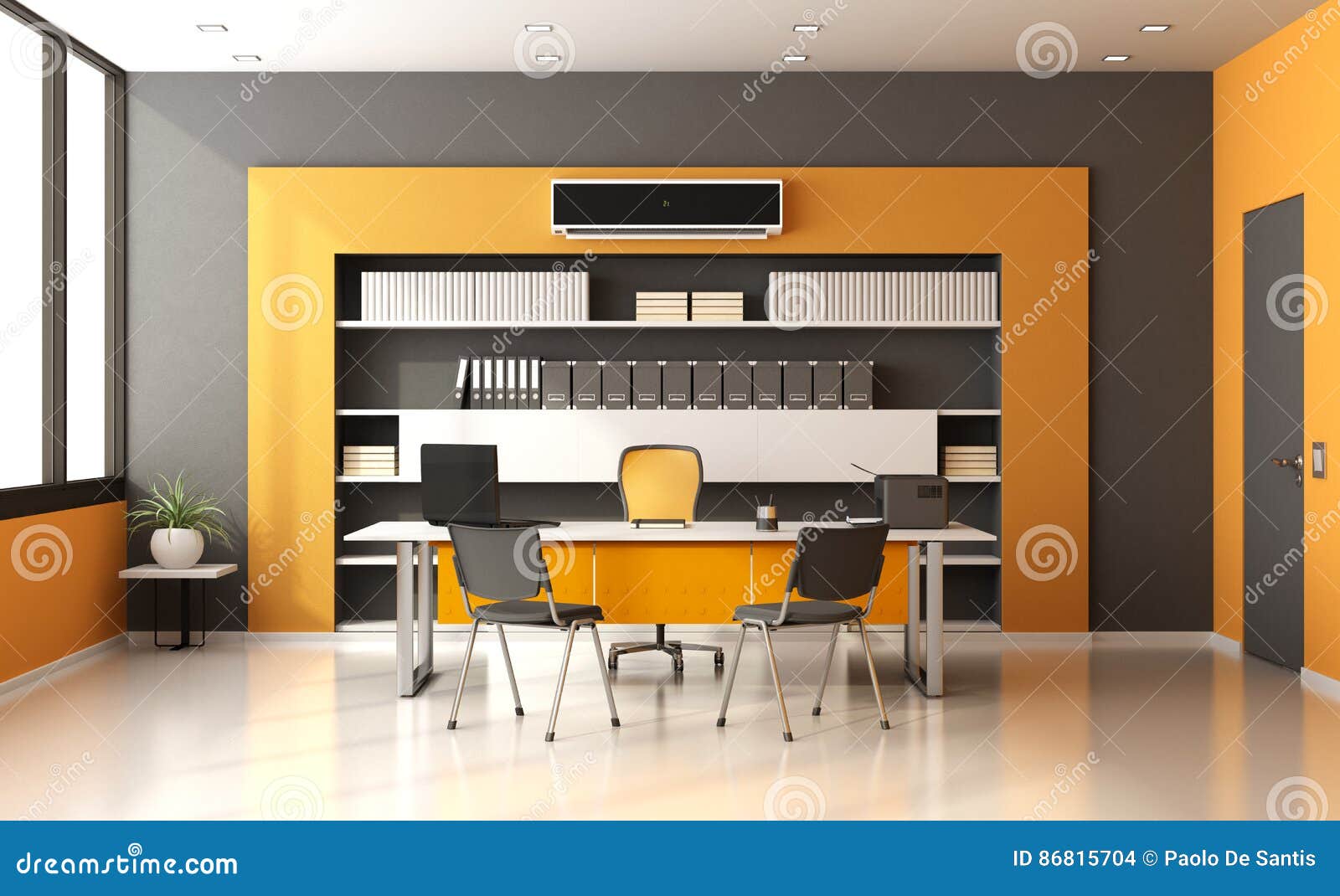Orange and Gray Modern Office Stock Illustration - Illustration of ...