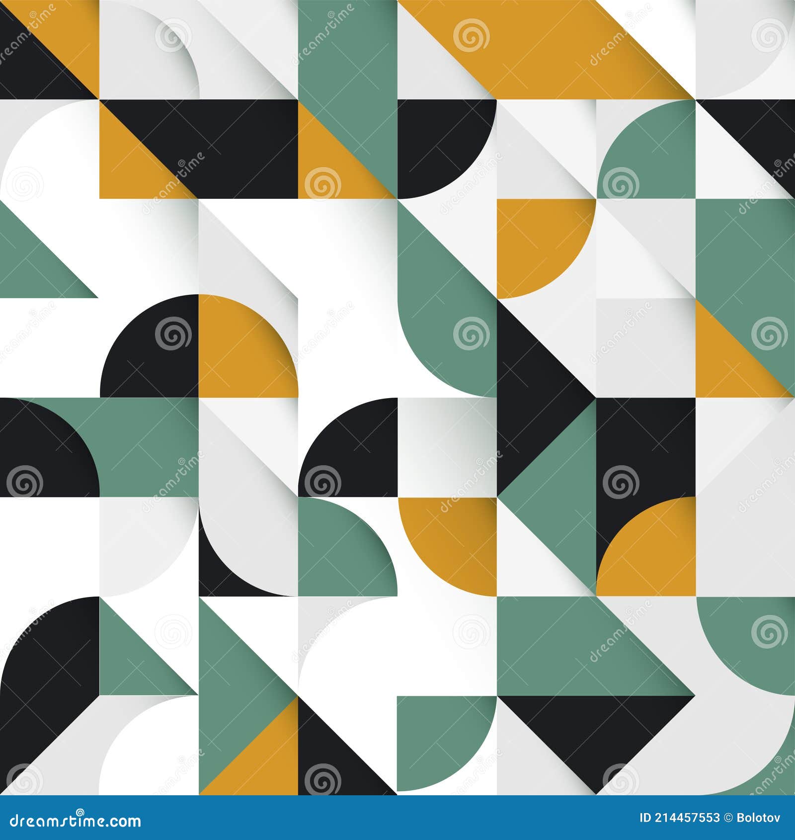 Orange and Green Abstract Geometric Shapes Background. Seamless Vector ...