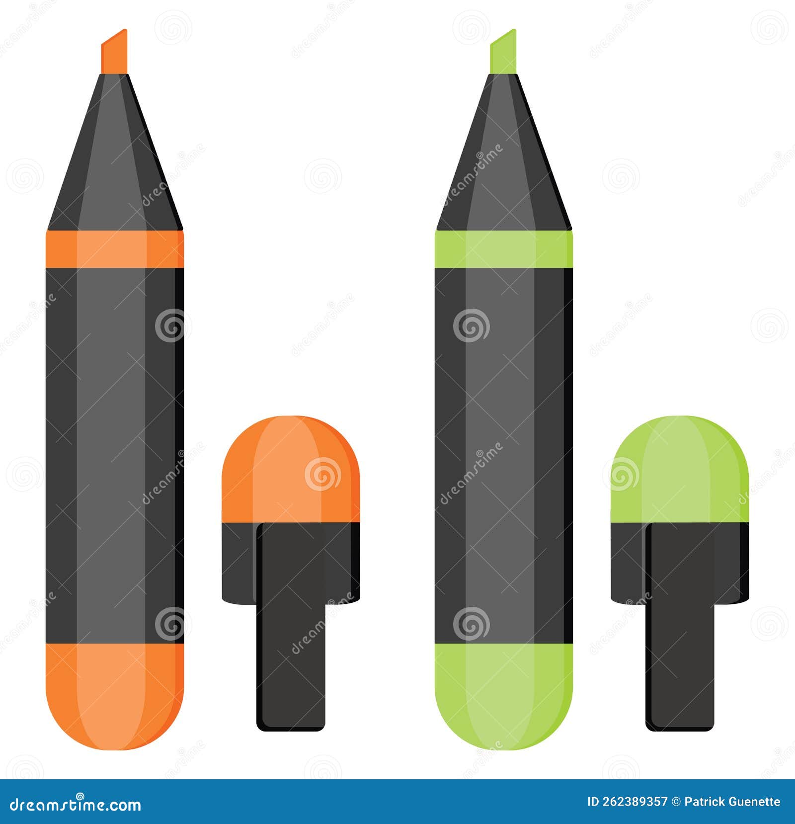 Orange and Green Highlighters, Icon Stock Vector - Illustration of ...