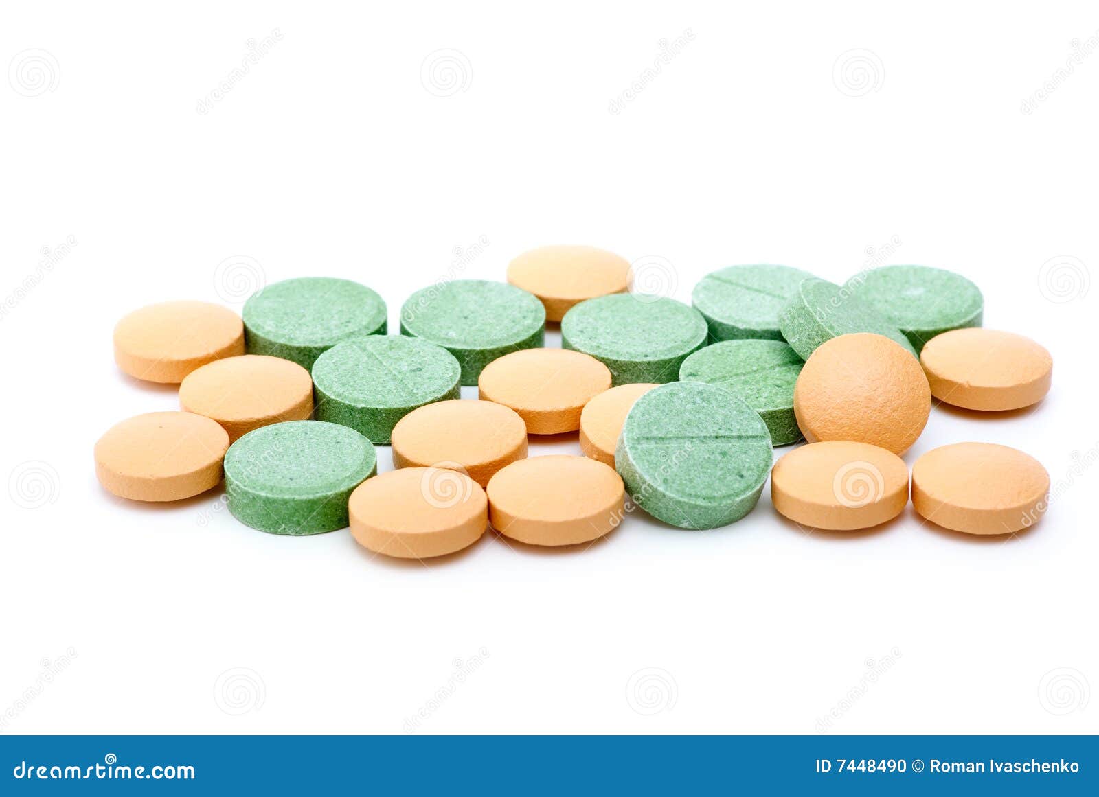 Orange and green tablets stock photo. Image of medicine - 7448490