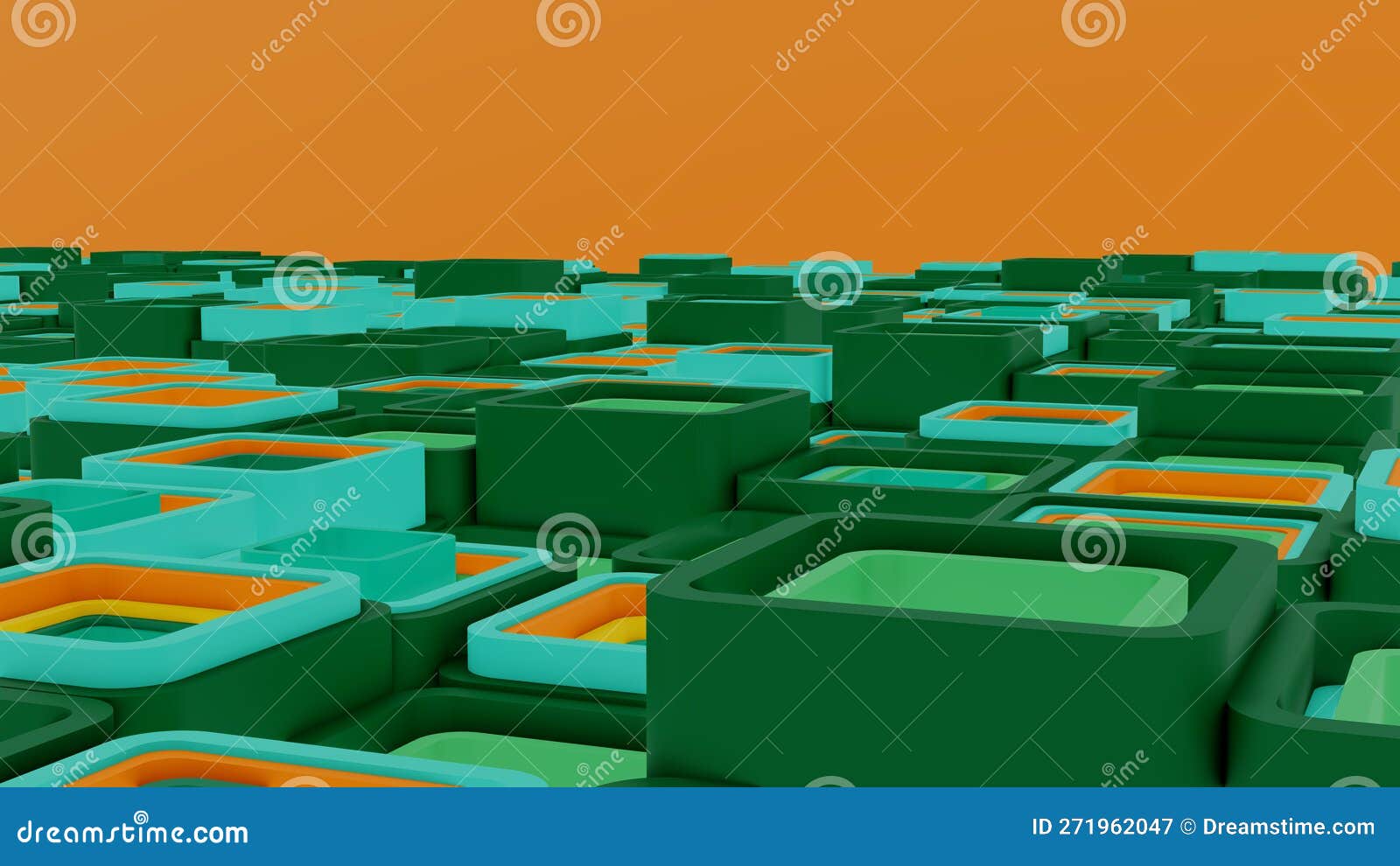 Orange and Green Wallpaper, 3D Render Stock Illustration - Illustration ...