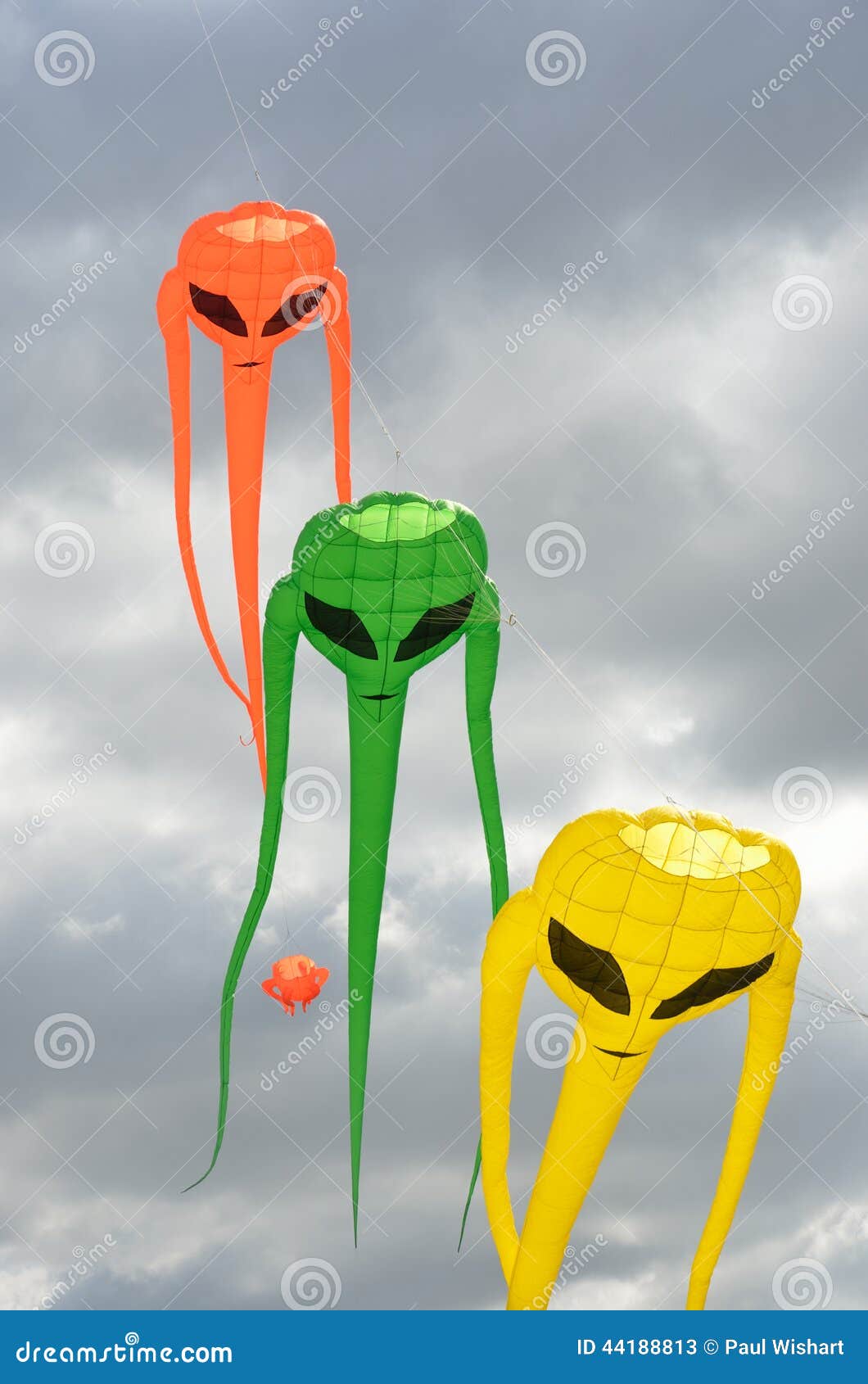 Orange Green and Yellow Space Invader Kites Stock Image - Image of wind ...