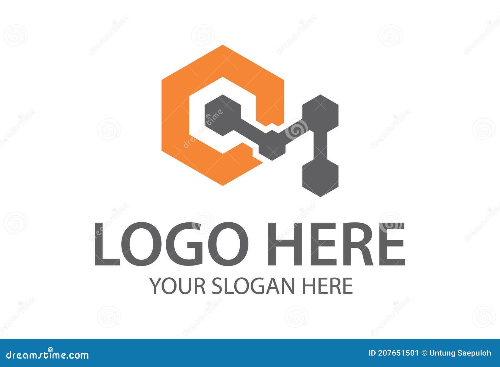 Orange and Grey Color Simple Hexagonal Connect Tech Logo Design Stock ...