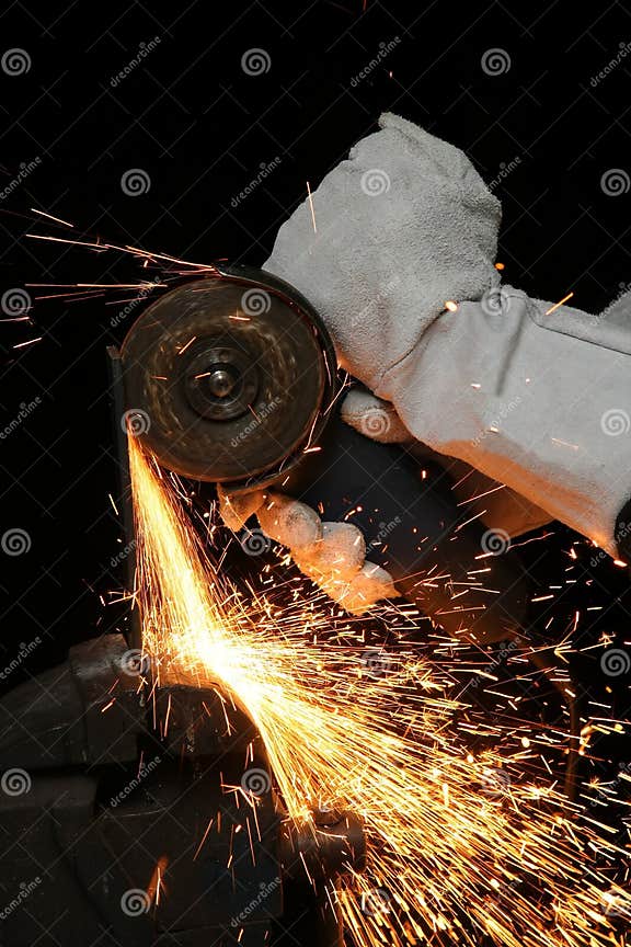 Orange Grinding Sparks on Black Background Stock Image - Image of ...