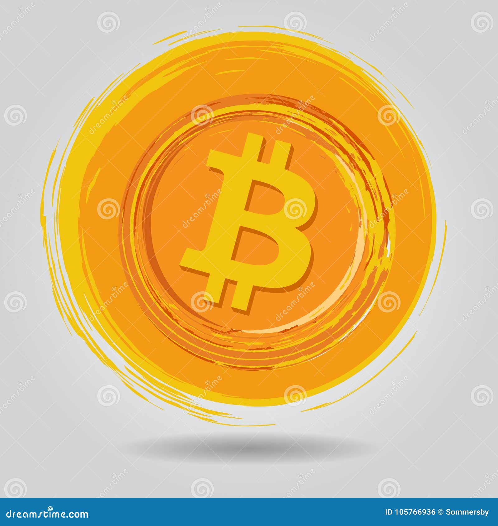 Orange Grunge Circle Brush Strokes Bitcoin Cryptocurrency Icon Stock ...