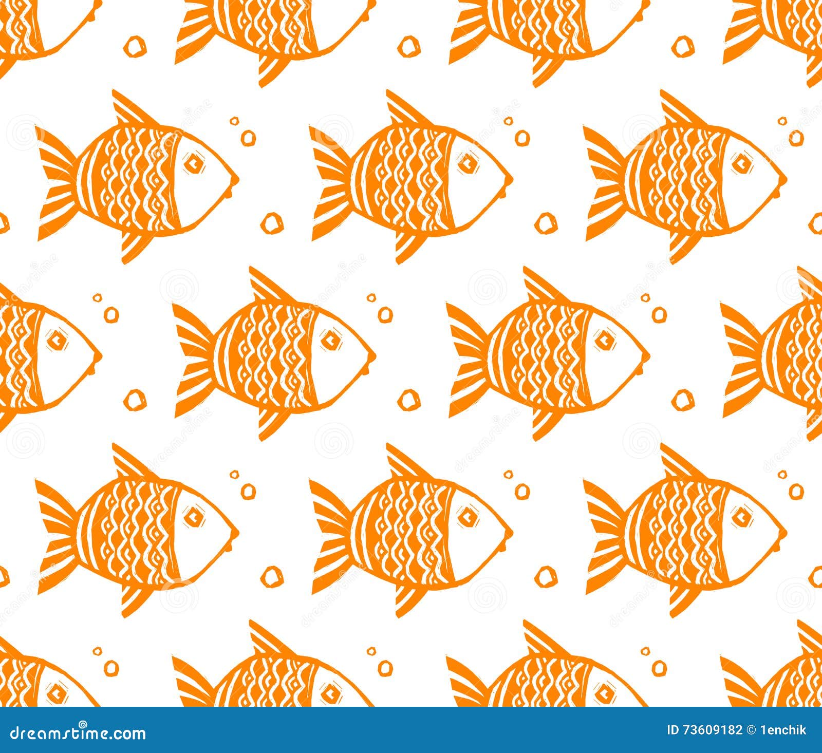 Orange Grunge Fishes Vector Seamless Pattern Stock Vector ...