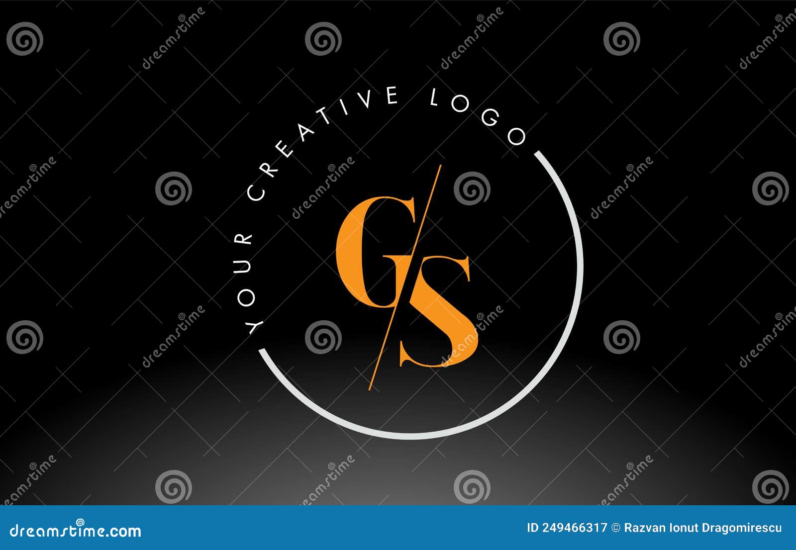 Orange GS Serif Letter Logo Design with Creative Intersected Cut Stock ...