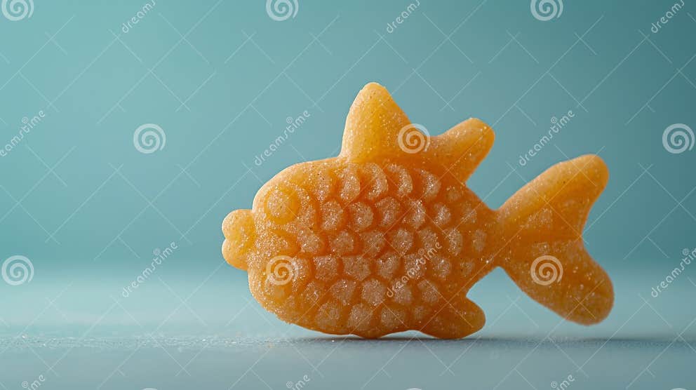 Orange Gummy Fish Candy on Blue Background. Stock Photo - Image of ...