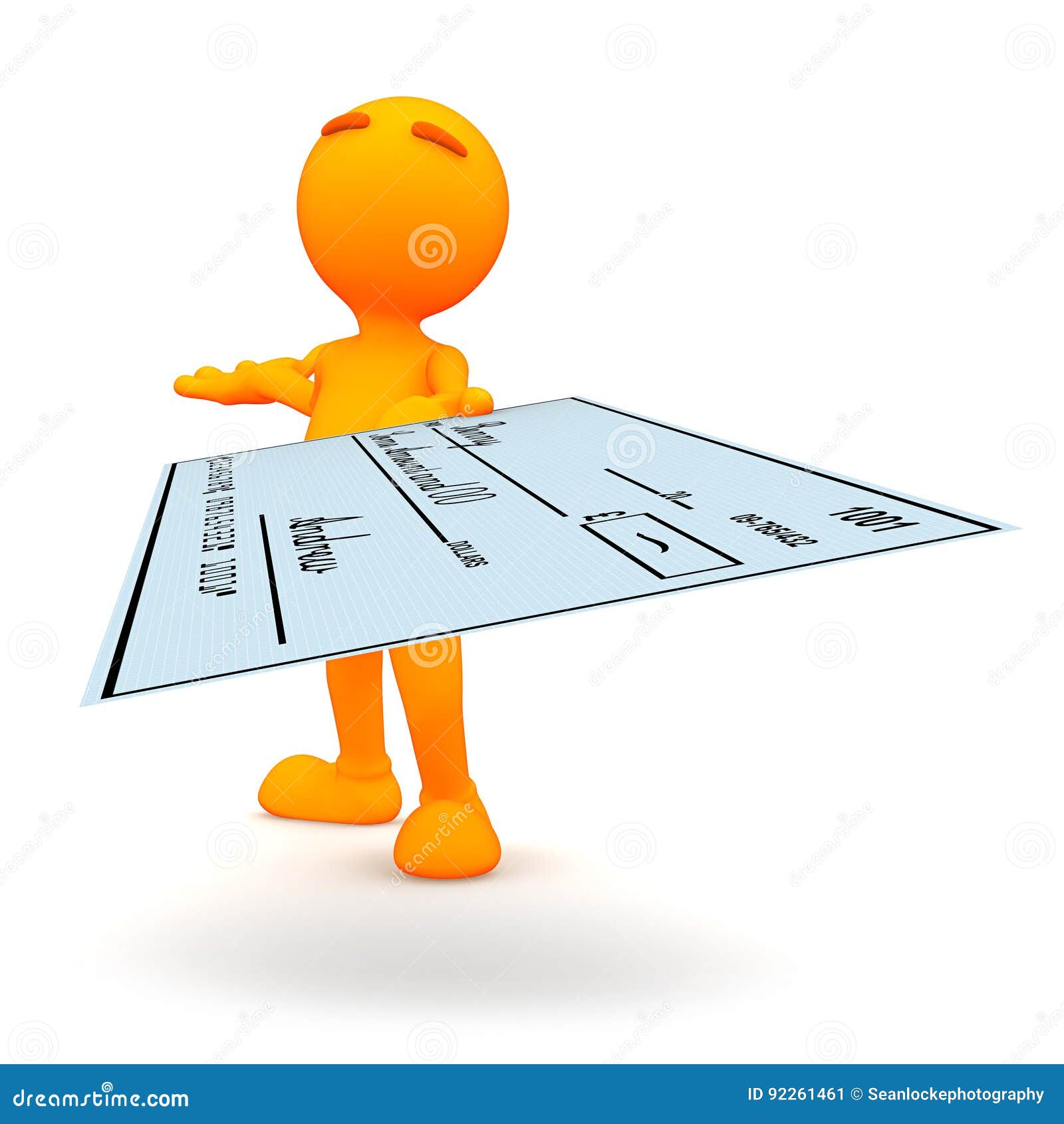 Orange Guy: Man Holding Out Novelty Check Stock Illustration ...