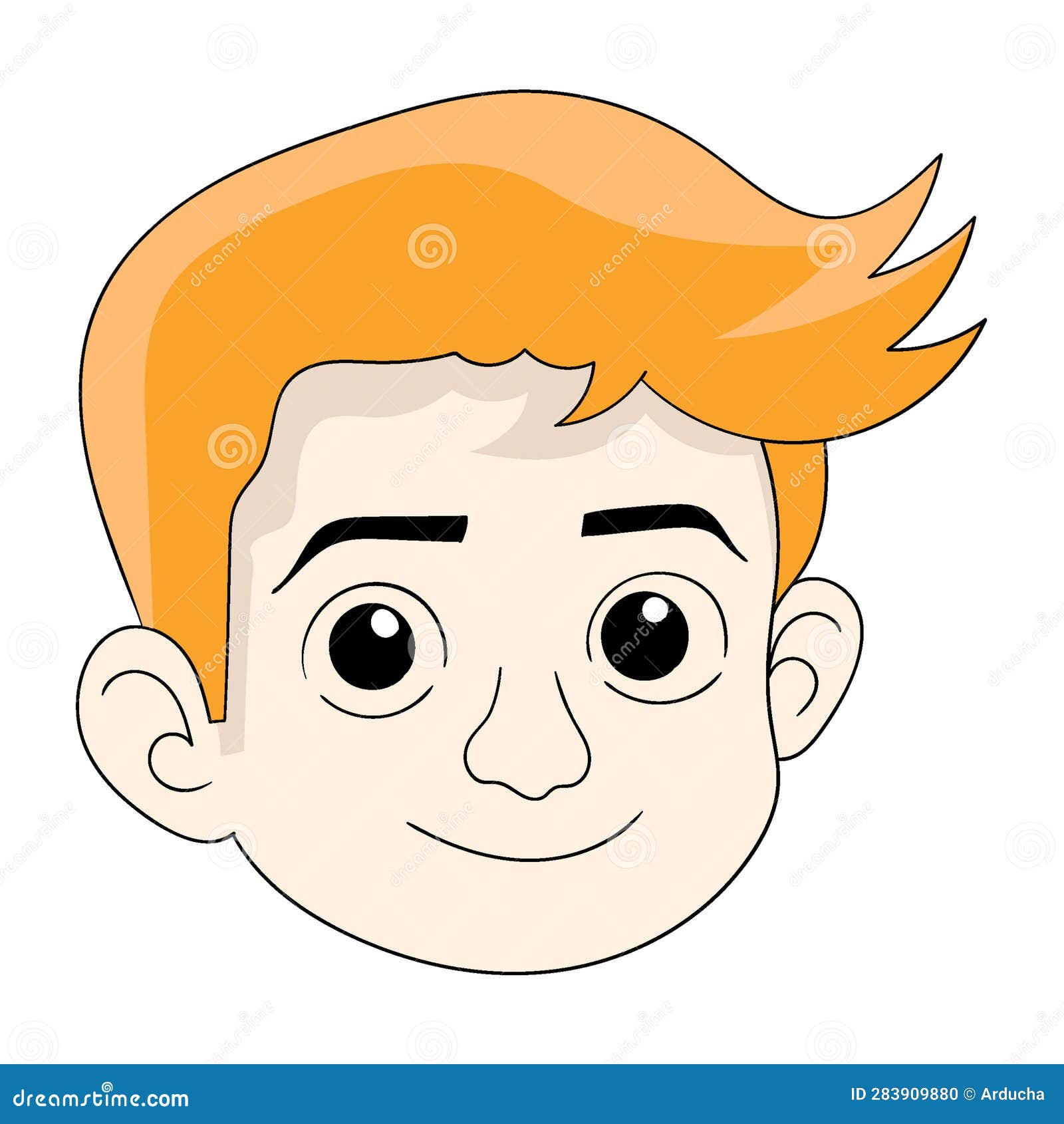 Orange Haired Boy Head Emoticon Smiling Friendly Face Stock Vector ...