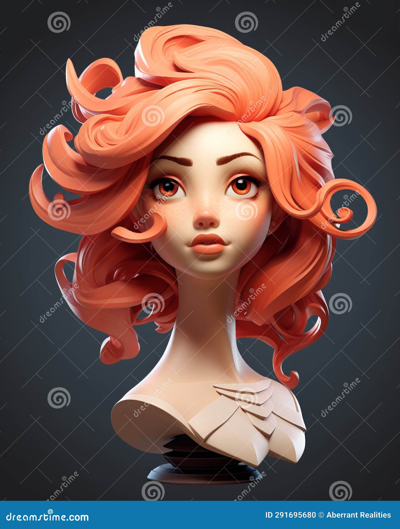 An Orange Haired Woman with Long Hair on a Black Background Stock ... An Orange Haired Woman with Long Hair on a Black Background Stock ...