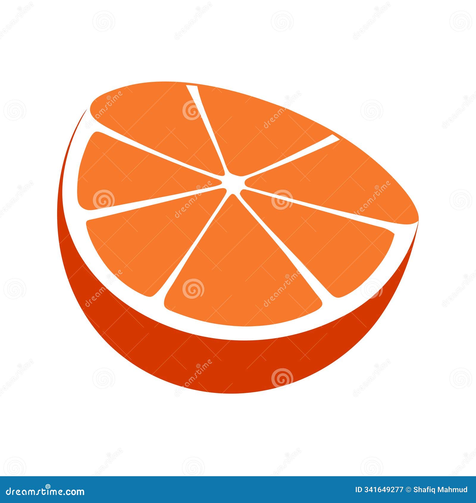 Orange Half Cross-Section with Gradient Shading and Segments Stock ...