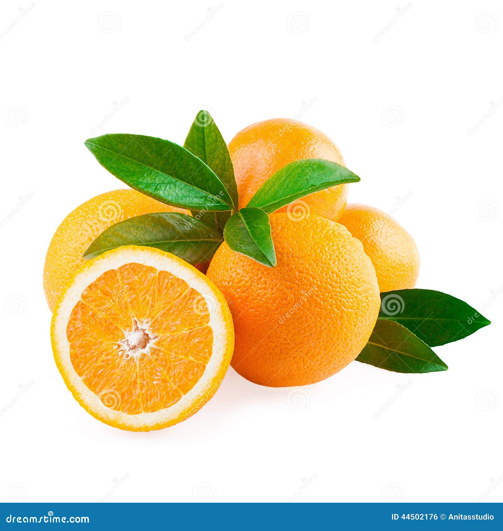 Orange and Half of Orange Fruit Isolated on White Stock Photo - Image ...