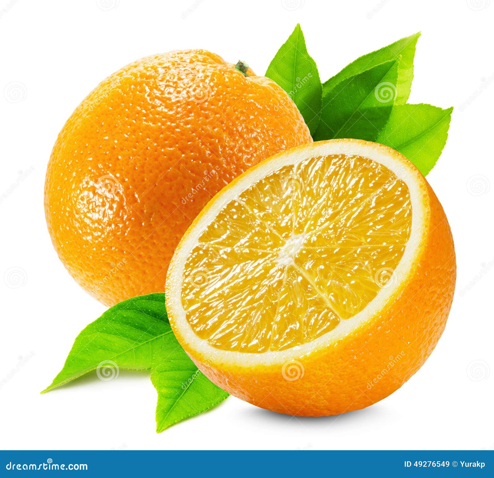 Orange with a Half of Orange and Leaf Isolated on the White Back Stock ...