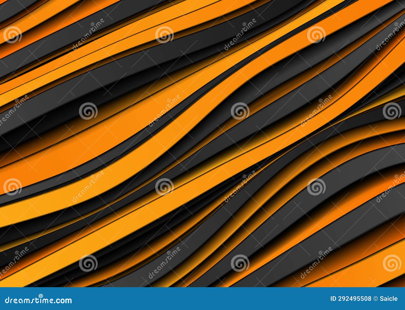 Orange Halloween Curved Waves Abstract Background Stock Vector ...