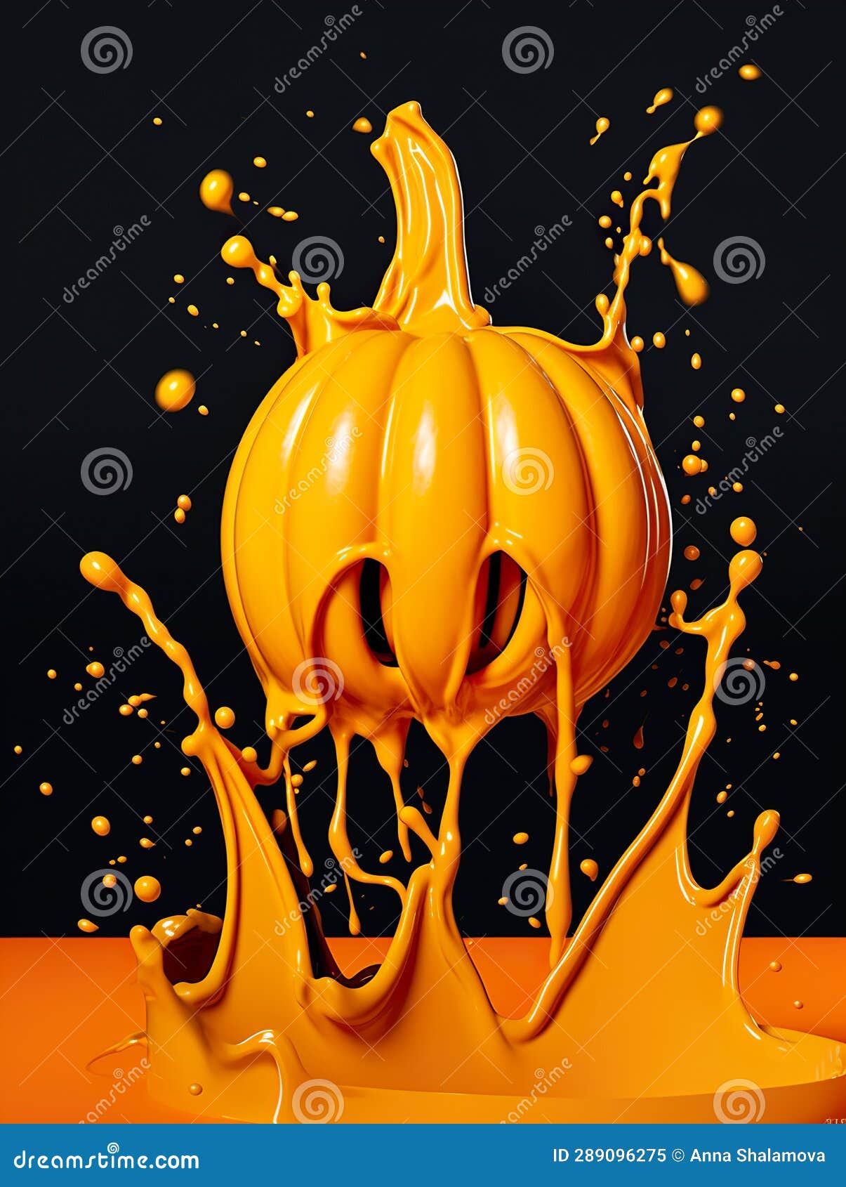 Orange Halloween Pumpkin Splash Isolated on Black Background Stock ...