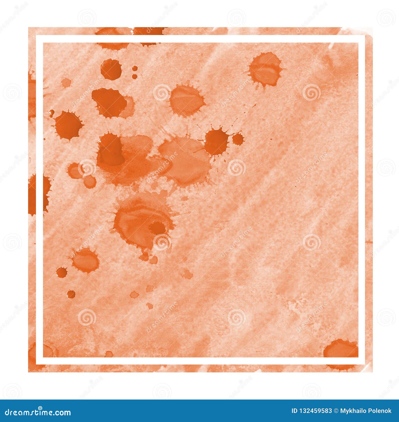 Orange Hand Drawn Watercolor Rectangular Frame Background Texture with ...
