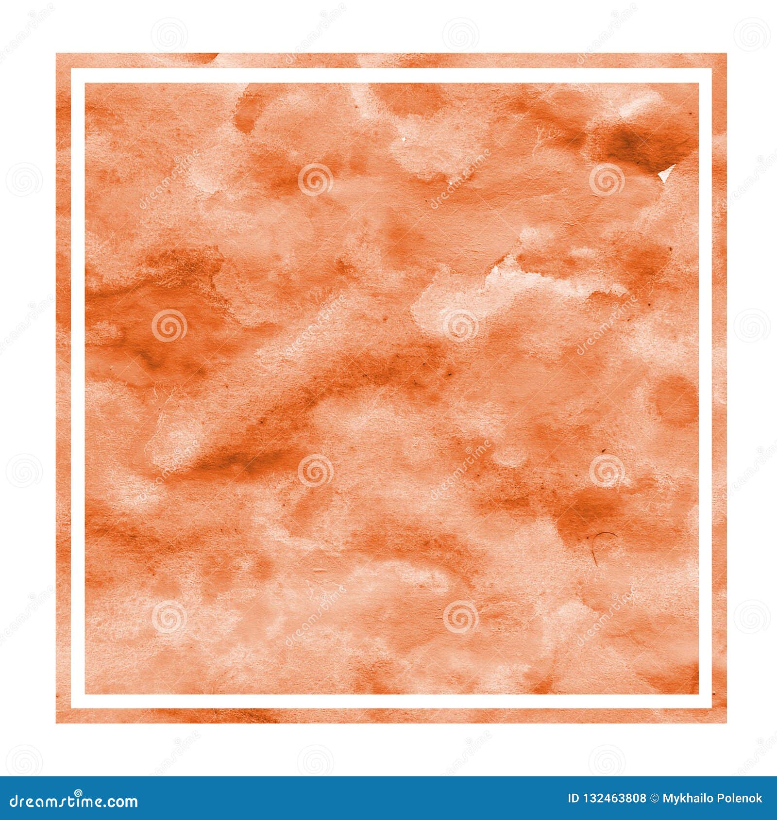 Orange Hand Drawn Watercolor Rectangular Frame Background Texture with ...