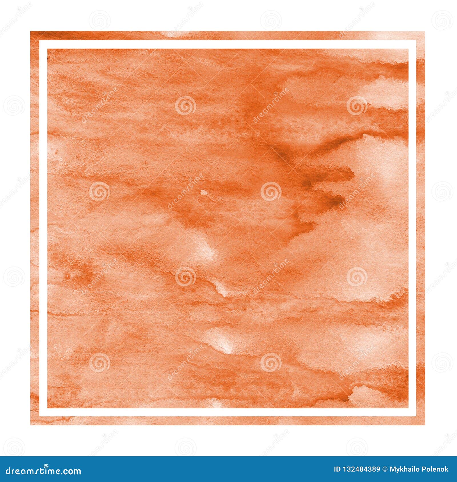 Orange Hand Drawn Watercolor Rectangular Frame Background Texture with ...