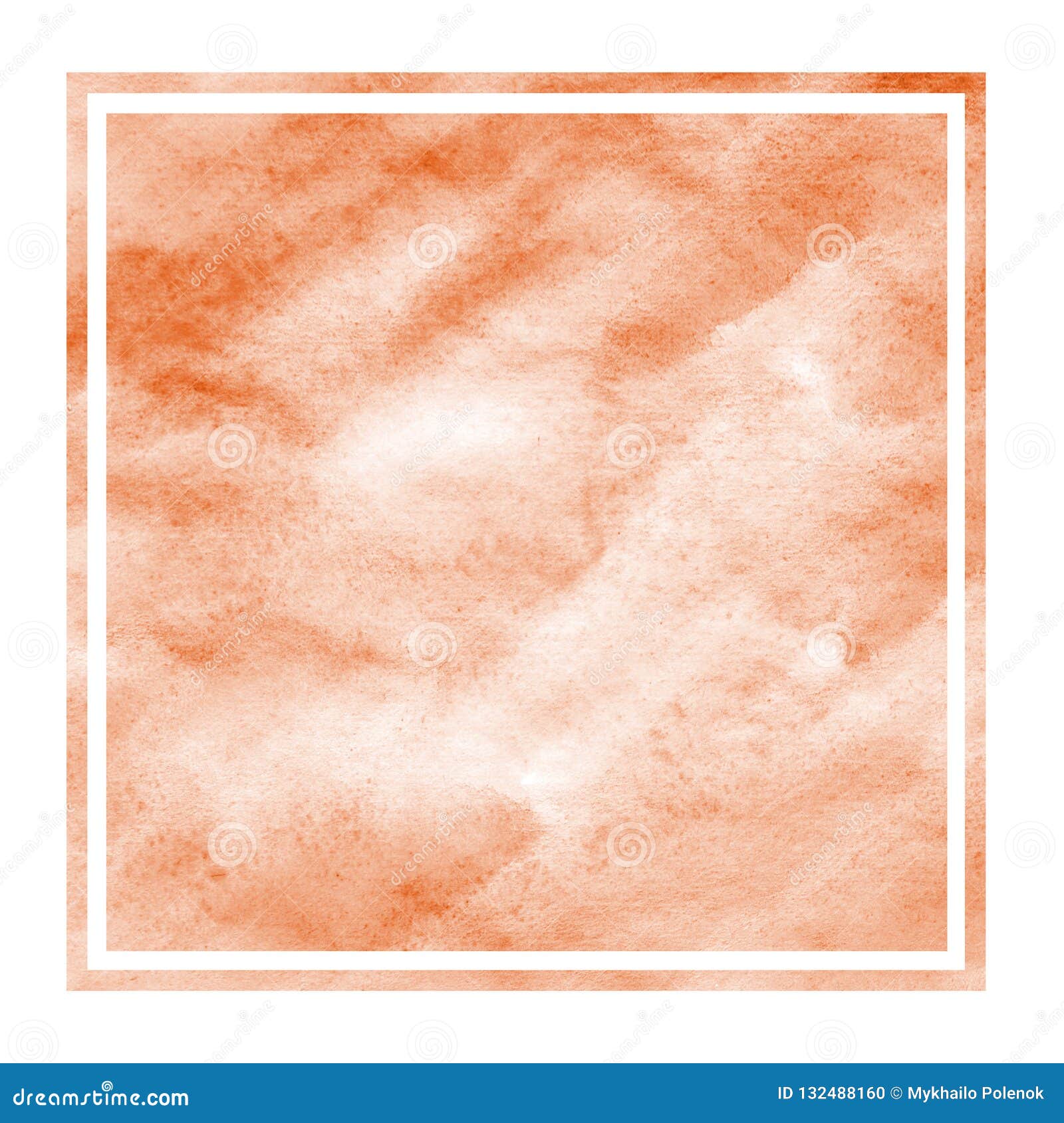 Orange Hand Drawn Watercolor Rectangular Frame Background Texture with ...