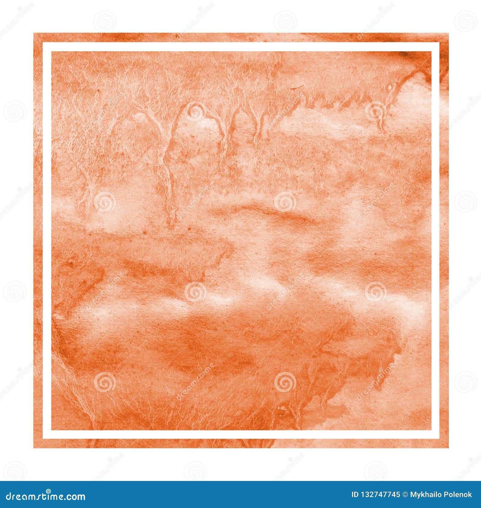 Orange Hand Drawn Watercolor Rectangular Frame Background Texture with ...