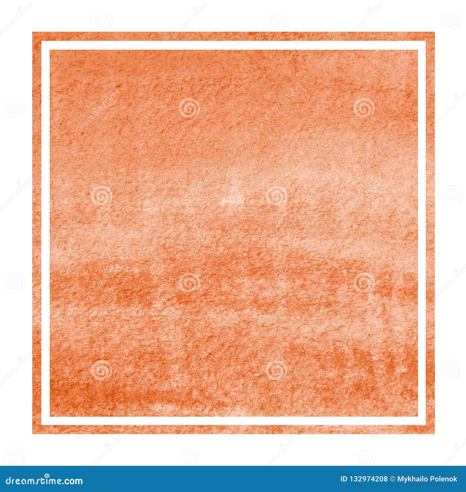 Orange Hand Drawn Watercolor Rectangular Frame Background Texture with ...