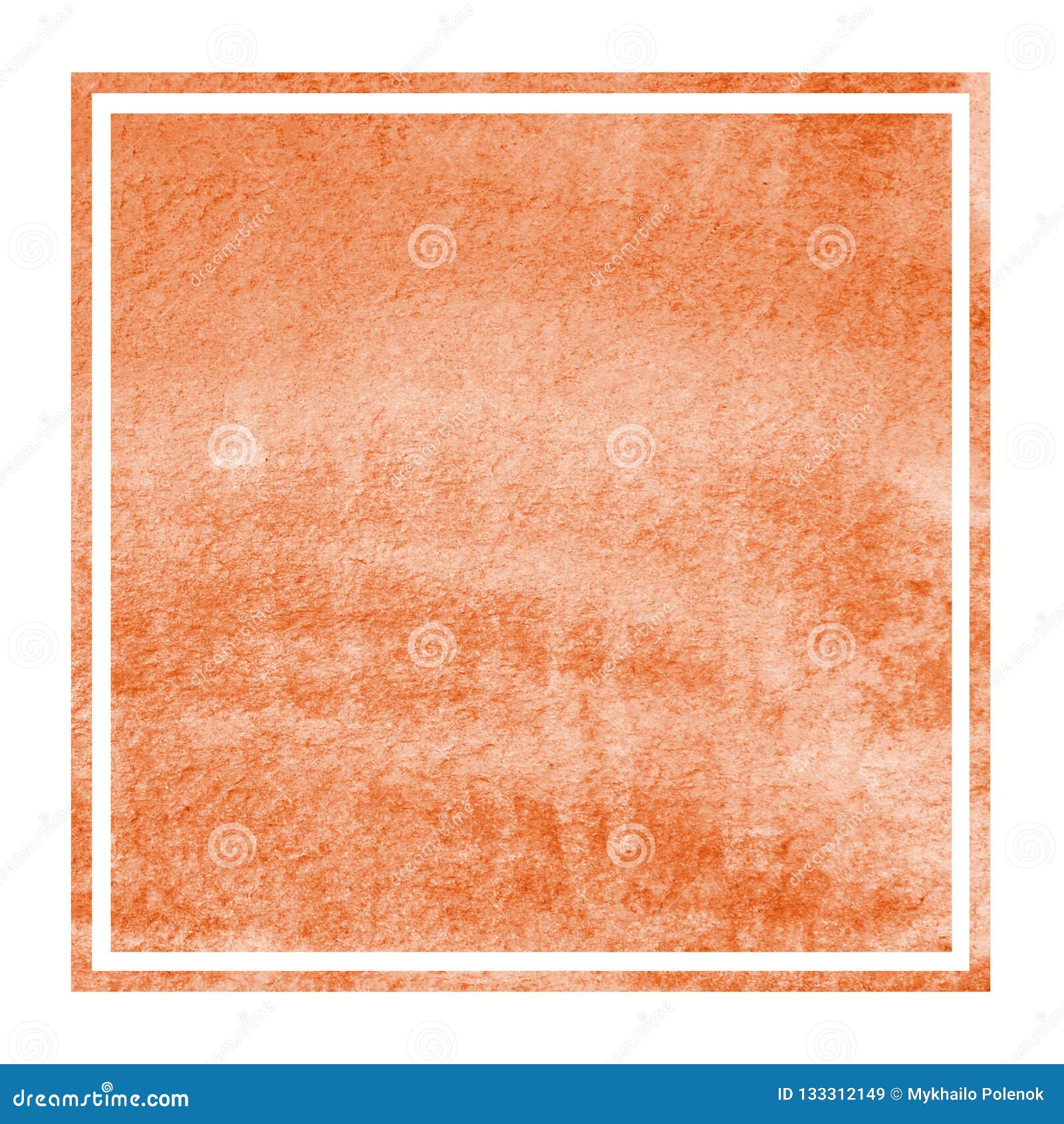 Orange Hand Drawn Watercolor Rectangular Frame Background Texture with ...