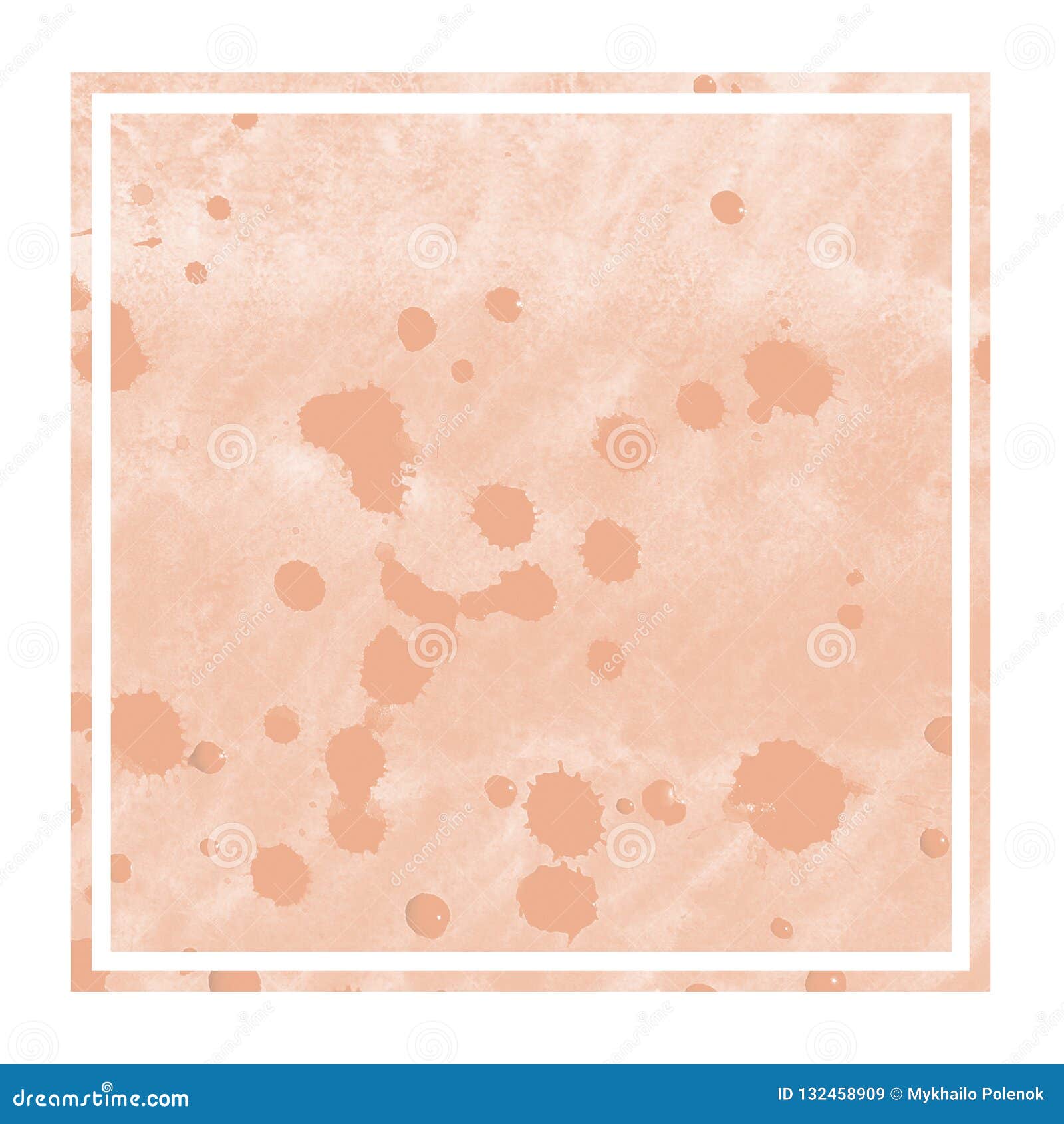 Orange Hand Drawn Watercolor Rectangular Frame Background Texture with ...