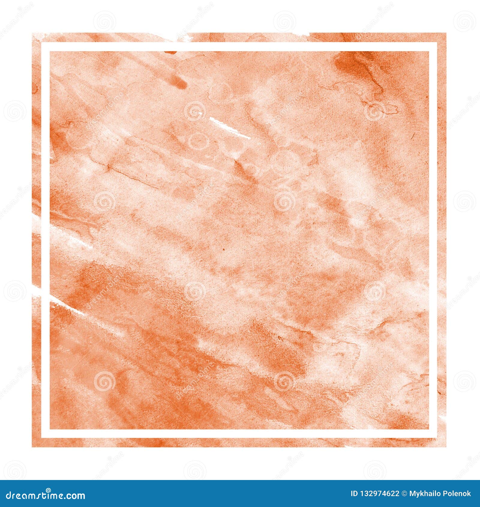 Orange Hand Drawn Watercolor Rectangular Frame Background Texture with ...