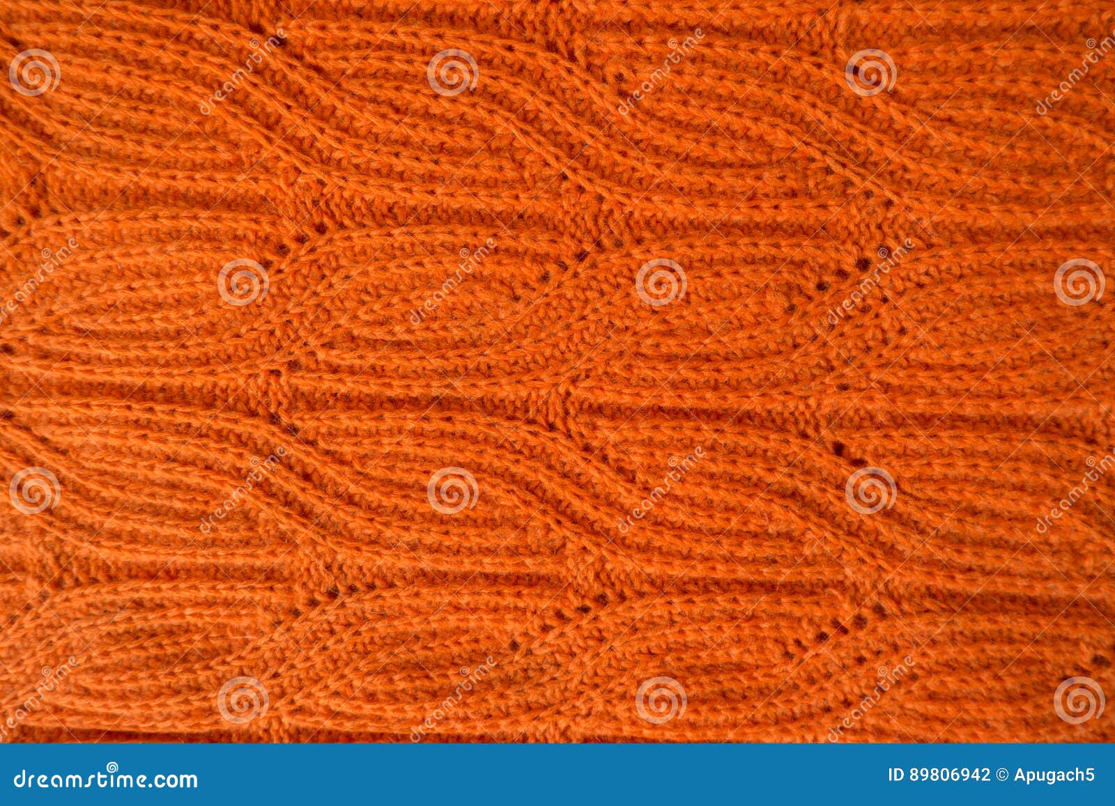 Orange Handmade Knit Fabric with Plait Pattern Stock Photo - Image of ...