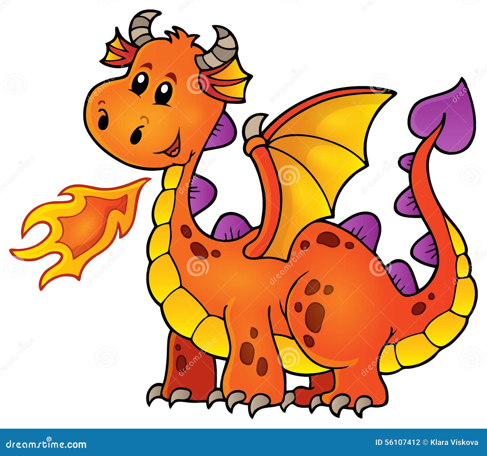 Orange happy dragon stock vector. Illustration of fairy - 56107412