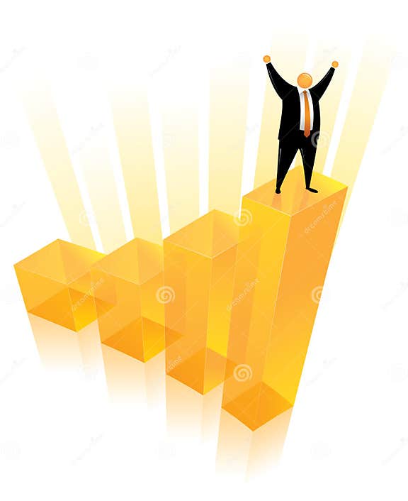 Orange Head Man on the Bar Chart Stock Vector - Illustration of chart ...