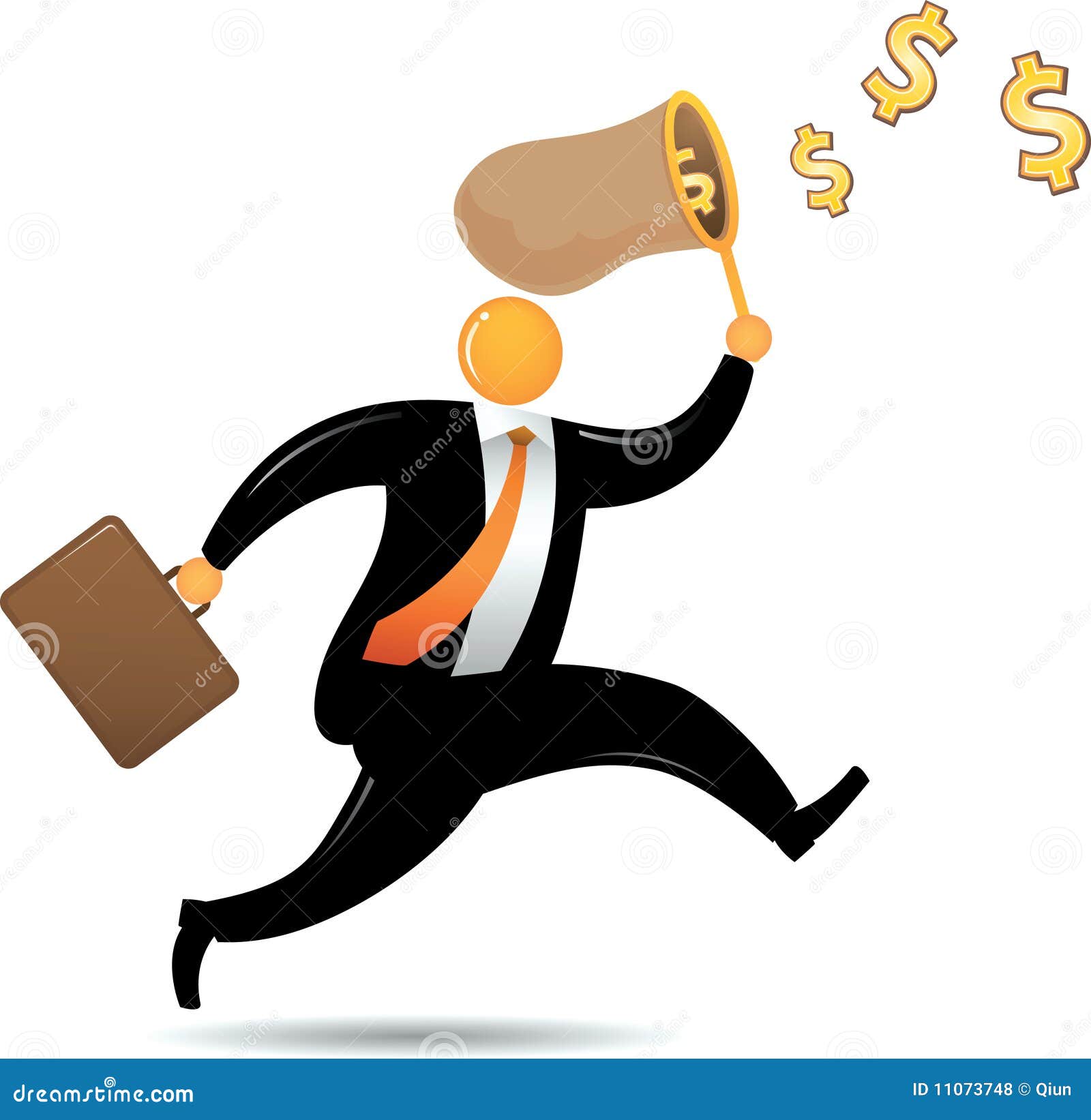 Orange Head Man Drawing Chart Up Vector Illustration | CartoonDealer ...